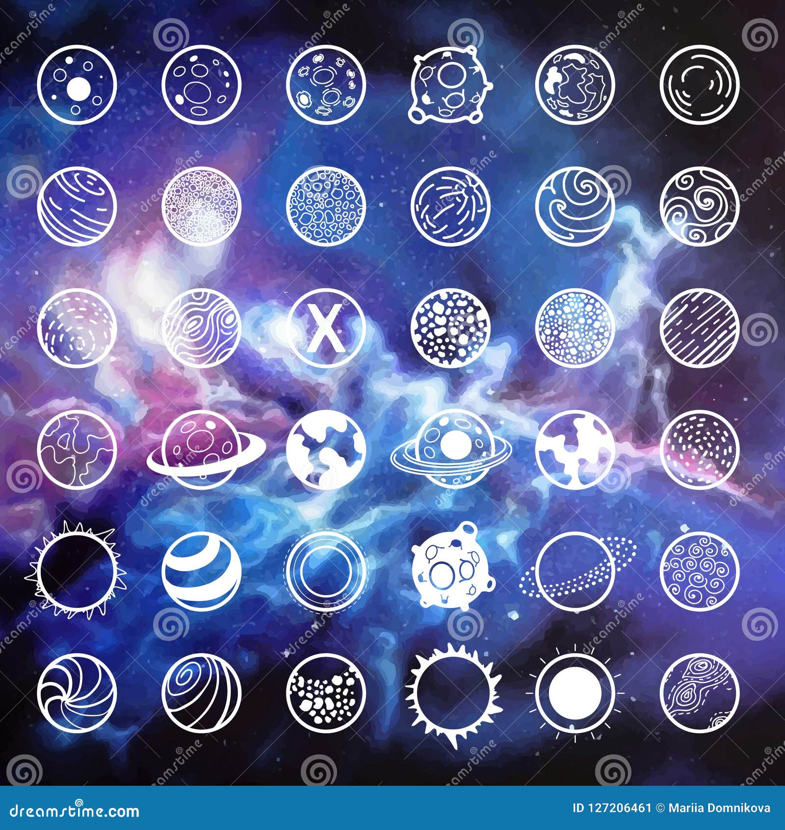 Planets vector icon set stock vector. Illustration of halo - 127206461