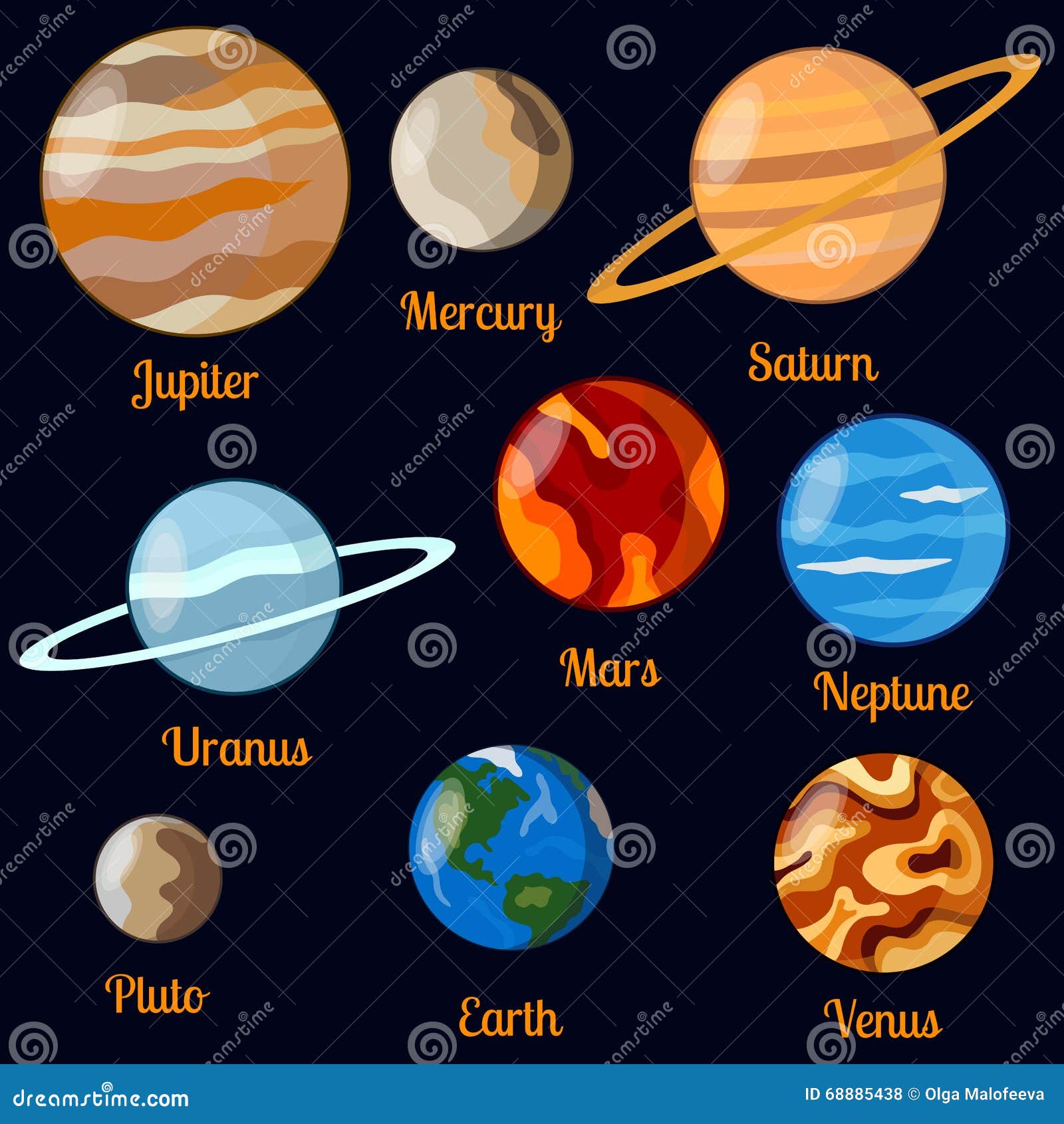 Planets vector set stock vector. Illustration of planets - 68885438