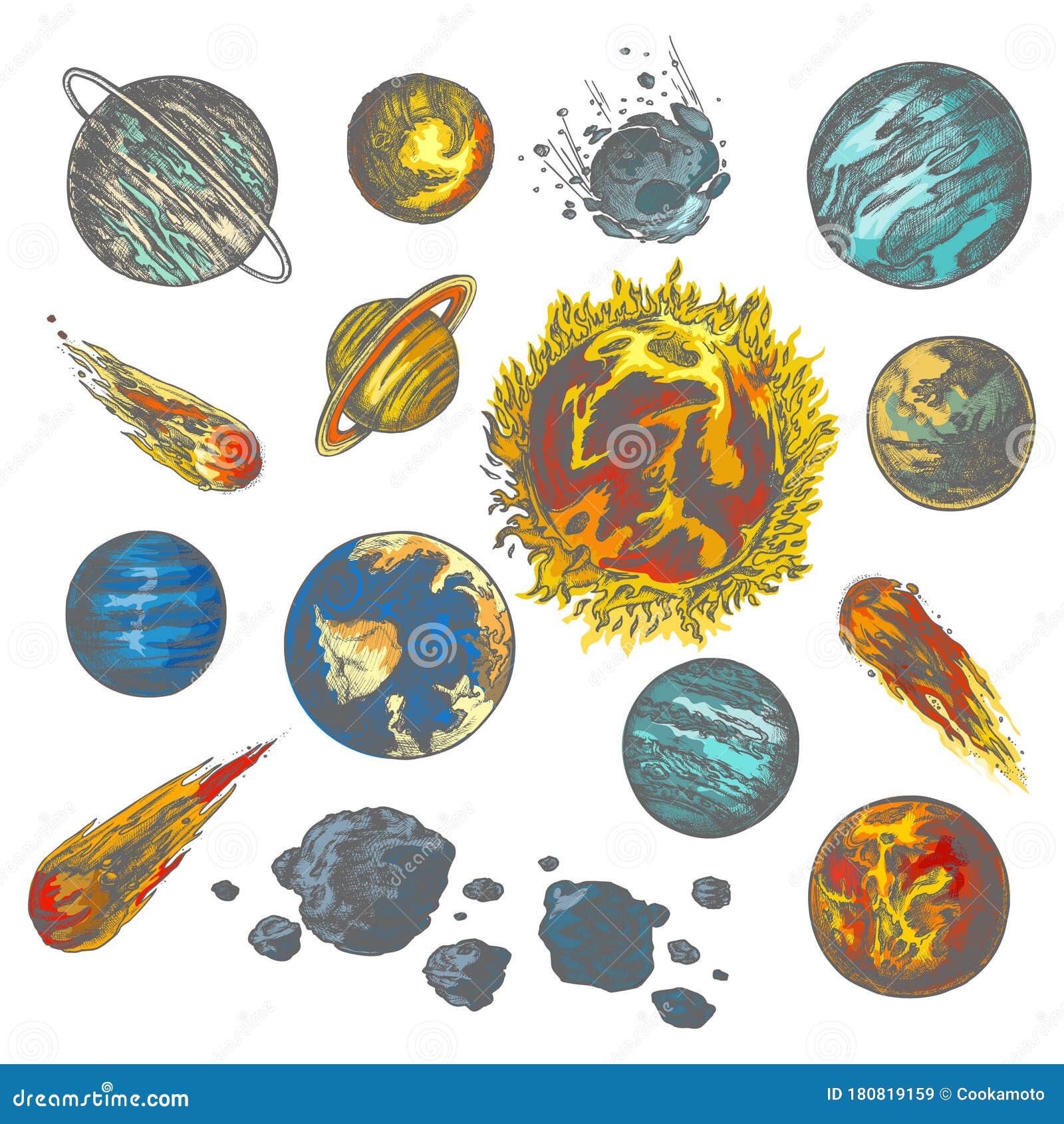 Planets Vector Sketch, Meteorites and Galaxy Asteroids Stock Vector ... Planets Vector Sketch, Meteorites and Galaxy Asteroids Stock Vector ...