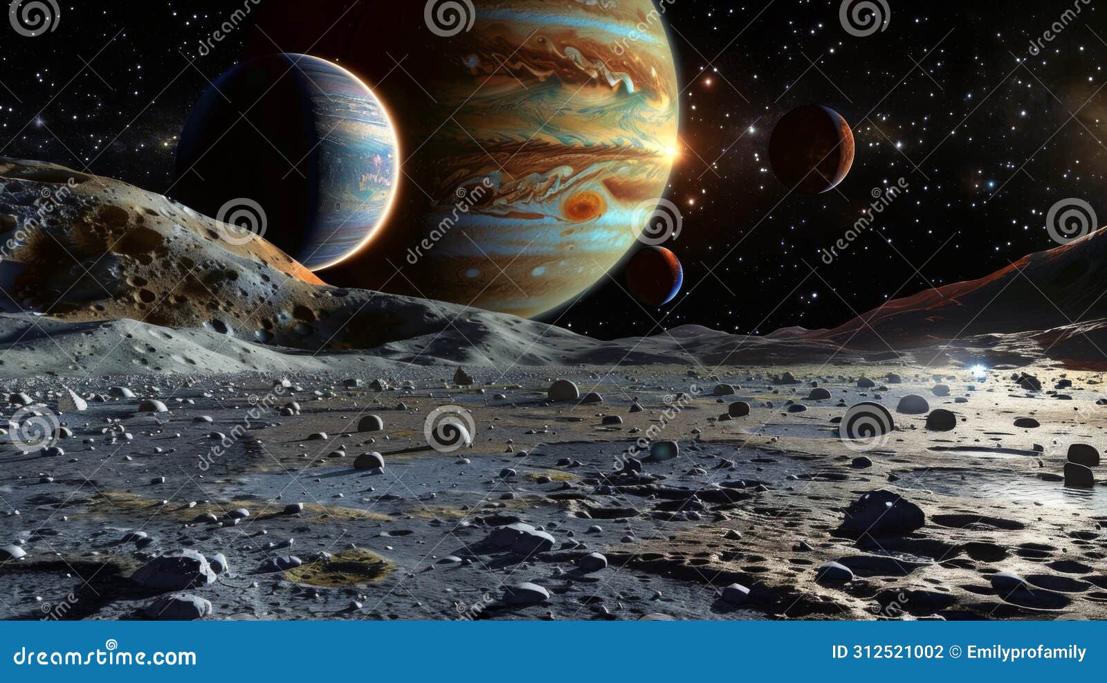 Planets Viewed from Moon Surface Stock Photo - Image of atmosphere ...