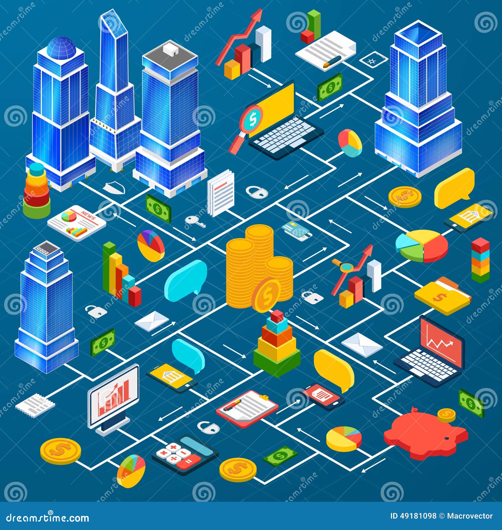 Planification D'infrastructure De Ville De Bureau Infographic ...