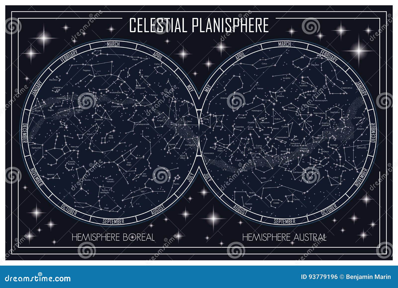Planisphere céleste illustration de vecteur. Illustration du cosmos ...