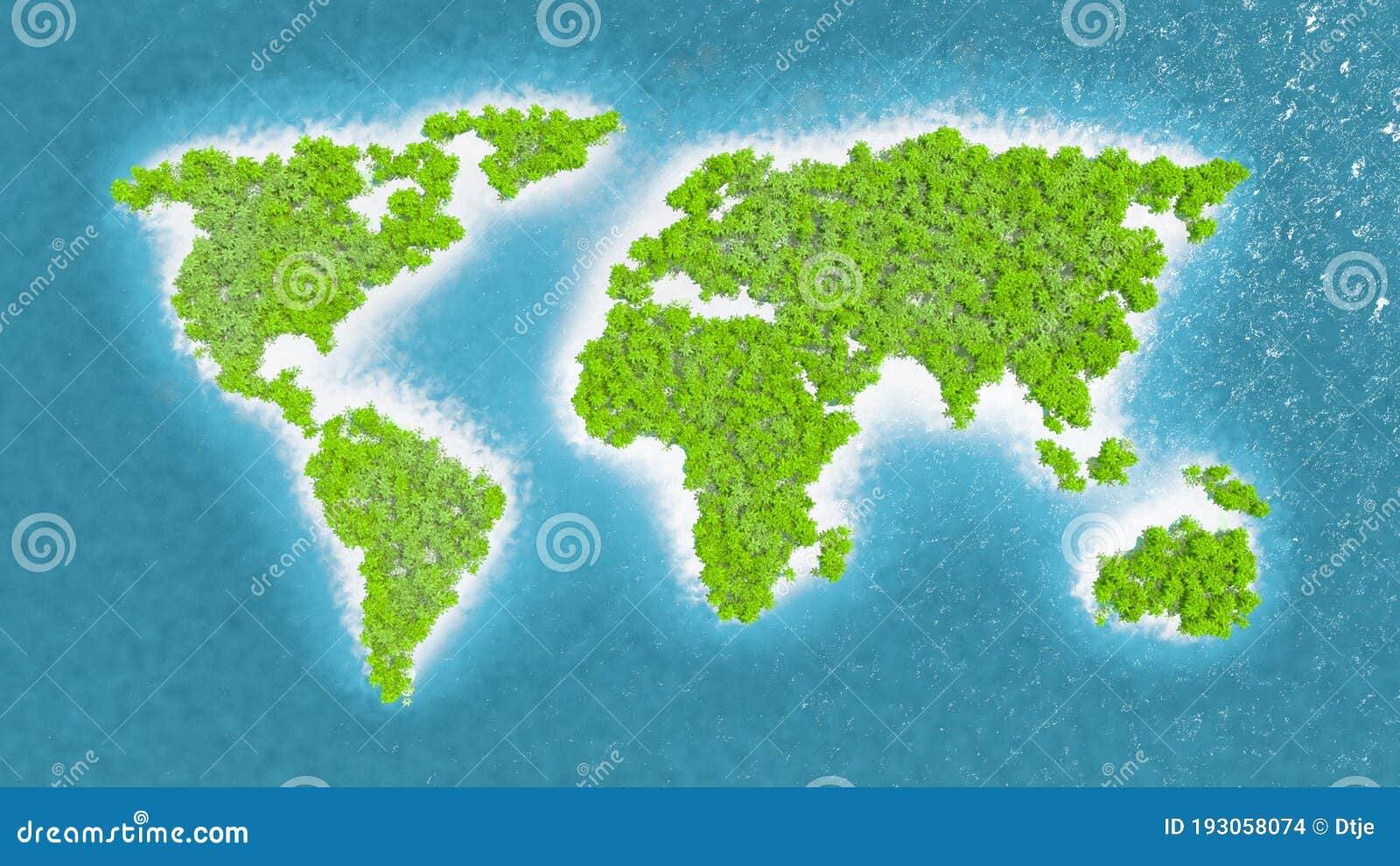 Planisphere of the World in the Forest. 3D Rendering Stock Illustration ...