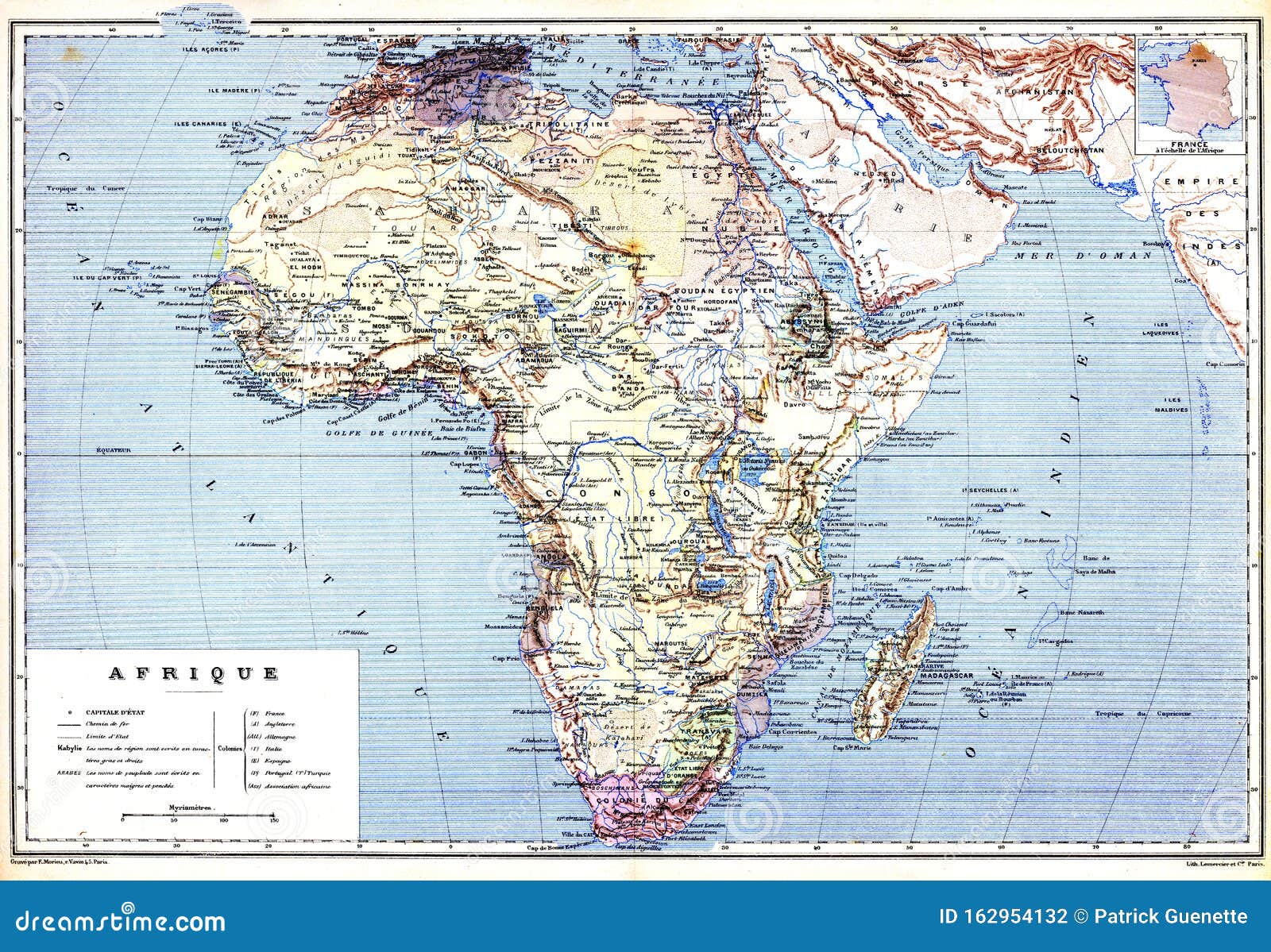 The Planispheric Map of Africa Stock Illustration - Illustration of ...