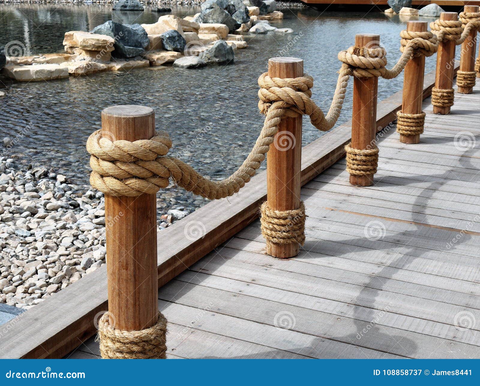 Rope fence. stock image. Image of vacation, travel, plank - 108858737