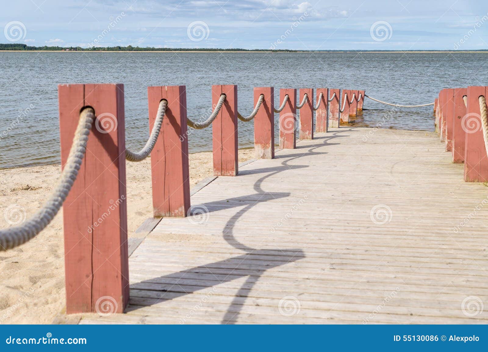 Plank Footpath and Fence Boundary Rope Barrier on the Beach Stock Photo ...