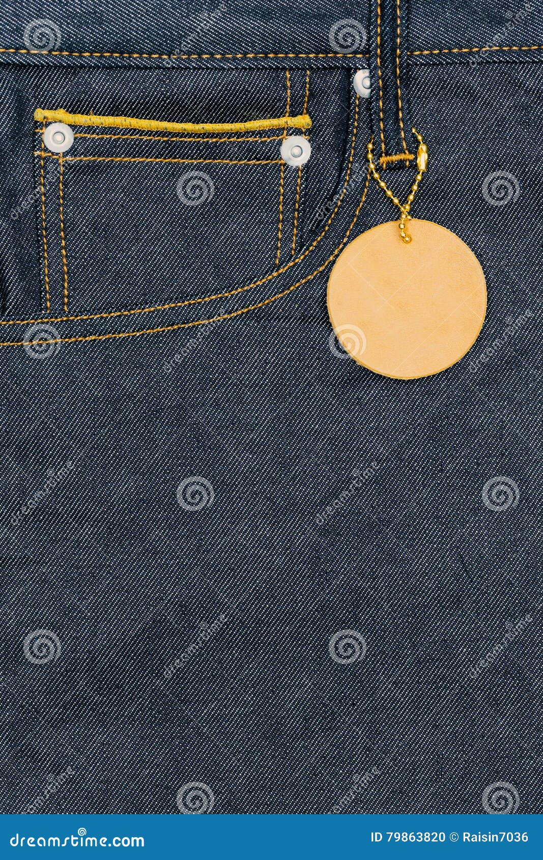 Plank Leather Label on Pocket Blue Jean Denim. Stock Photo - Image of ...