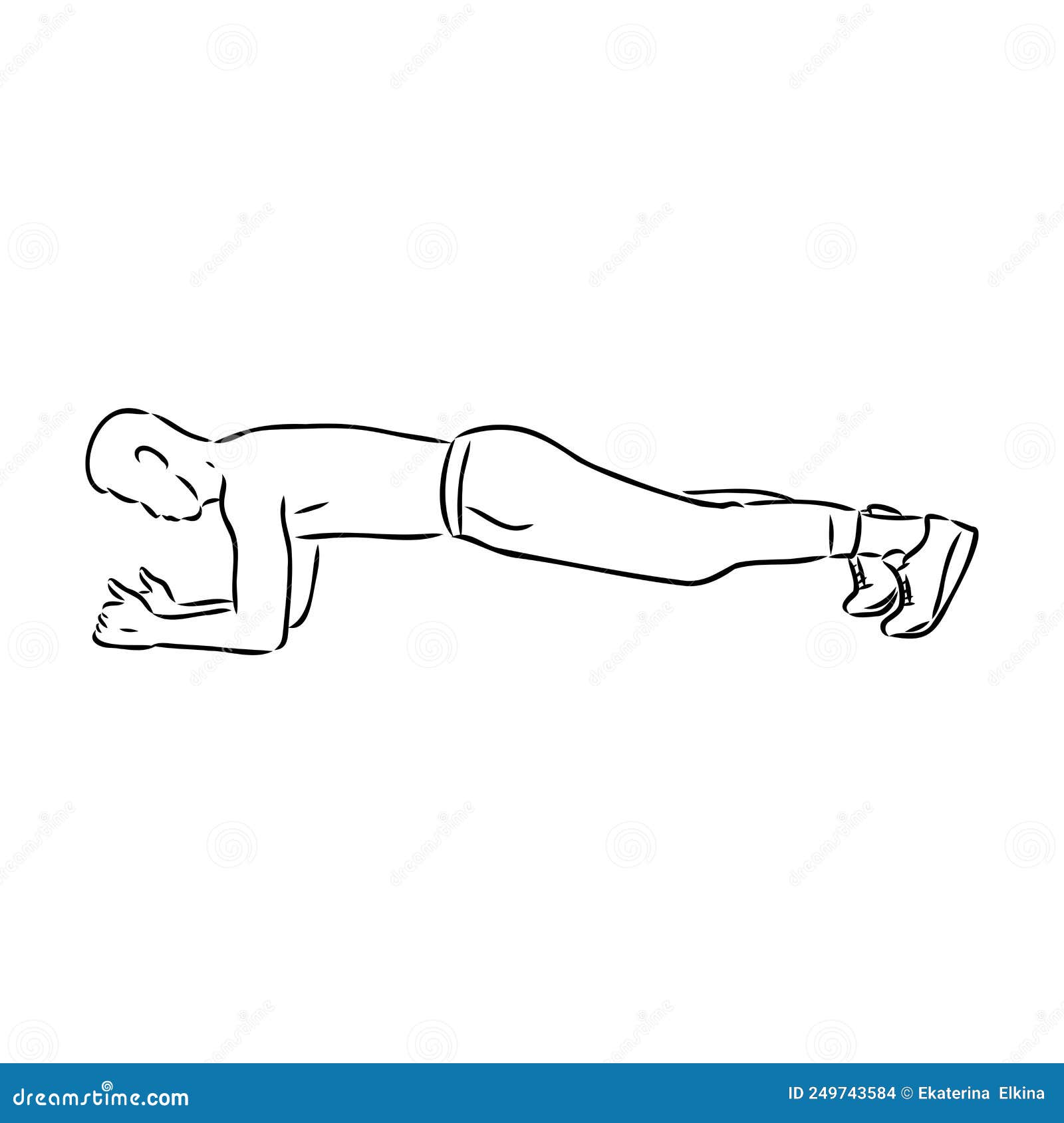 A Plank Position Indoors. Hand Drawn Style Vector Design Illustrations ...