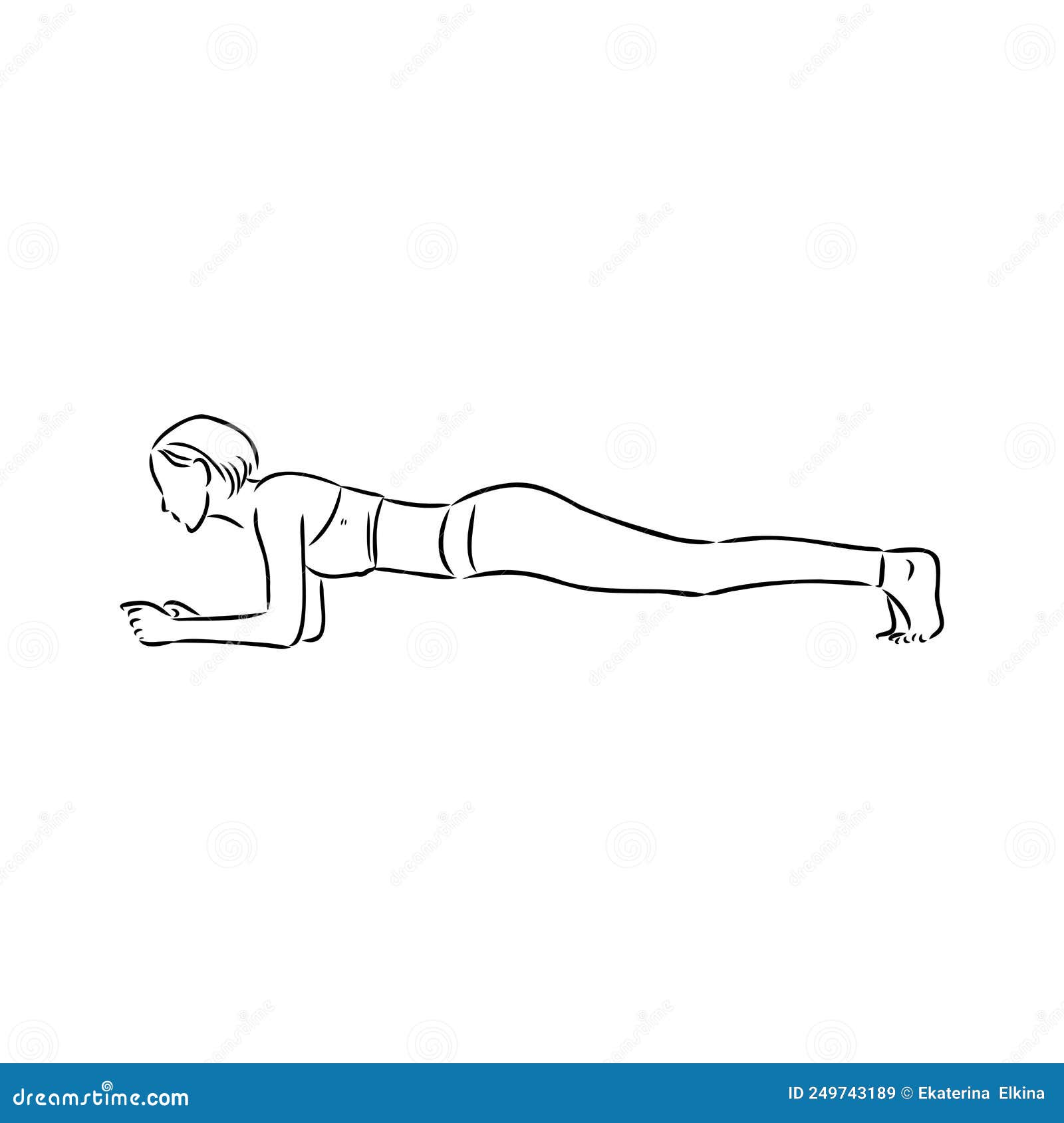 A Plank Position Indoors. Hand Drawn Style Vector Design Illustrations ...