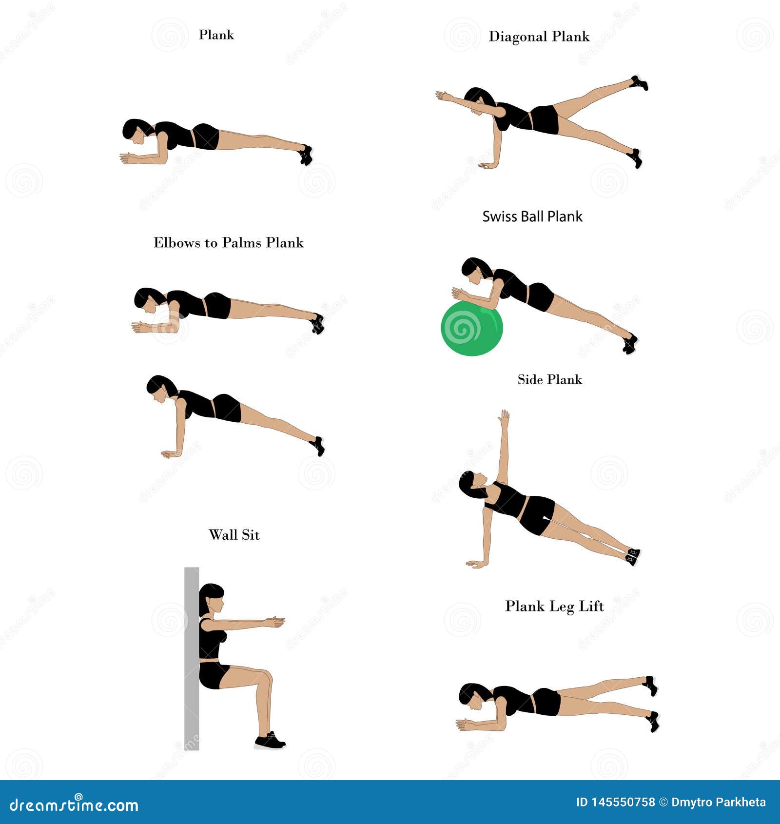 Plank workout illustration stock vector. Illustration of aerobics ...