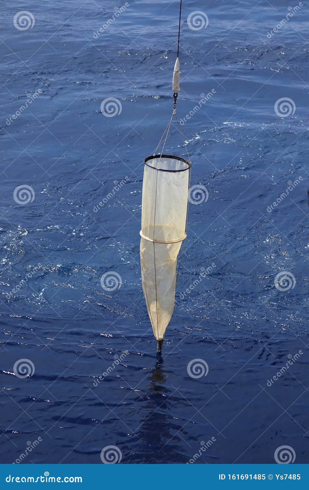 Plankton Net on the Blue Water Background. Science Equipment for ...