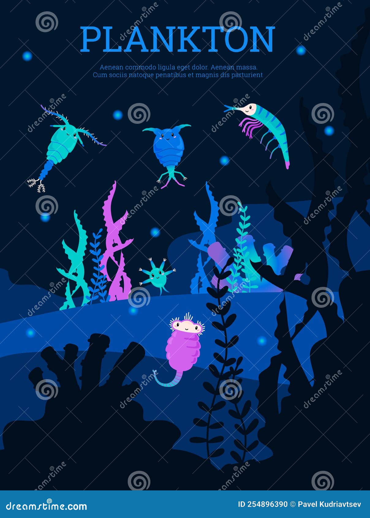 Plankton With A Bright Green Edge On The Body. Vector Illustration On ...