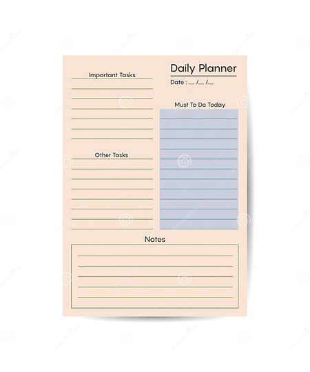 Daily Planner Activities Worksheet Design Template. Printable Goal ...