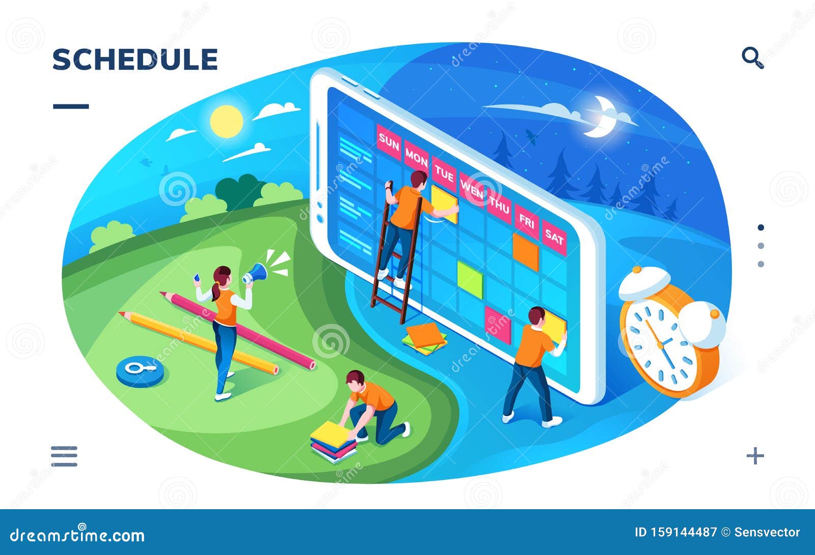 Planner Application Screen, Schedule Landing Page Stock Vector ...
