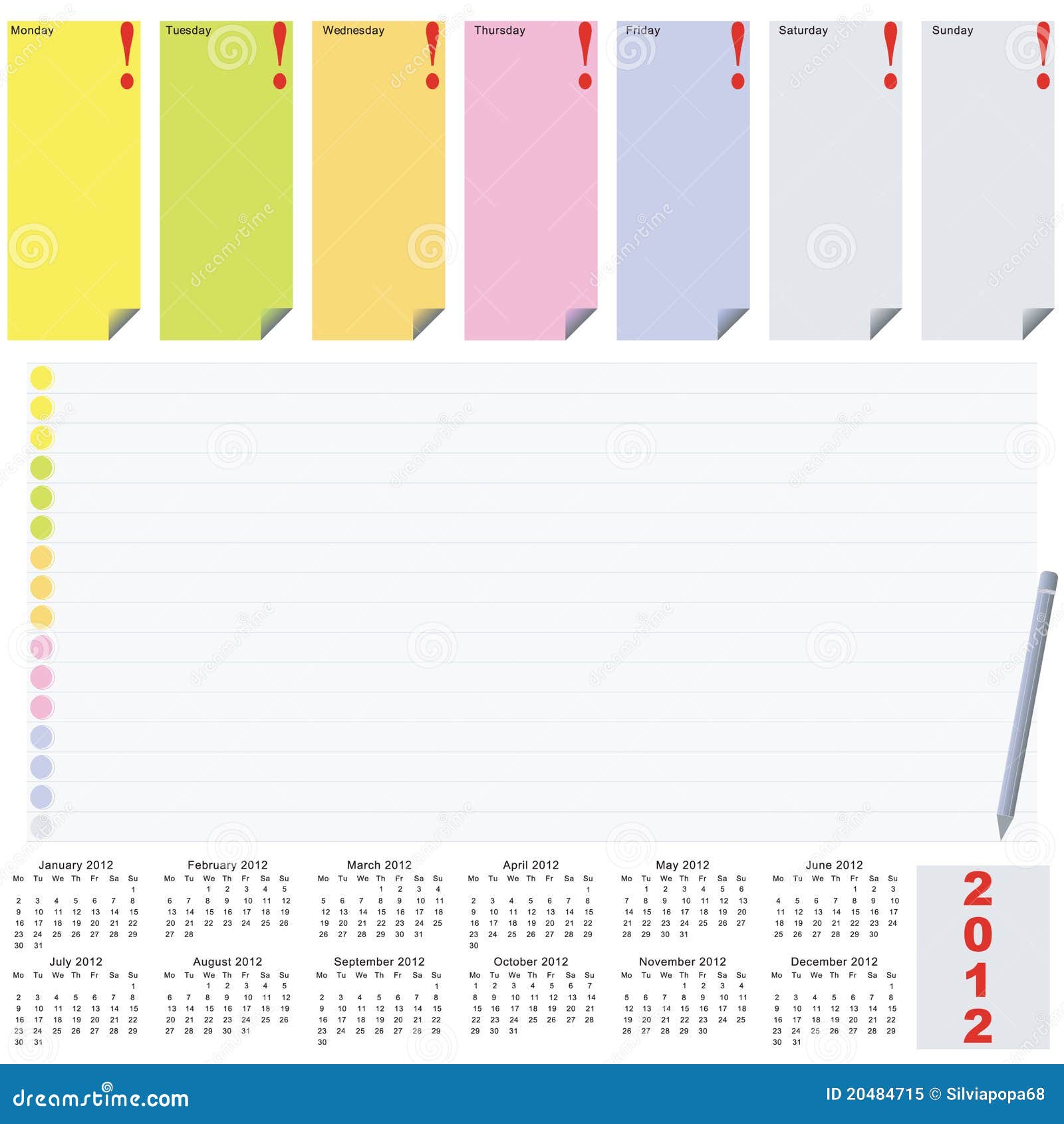 Calendar 2012-1215 Year Cartoon Vector | CartoonDealer.com #22038939