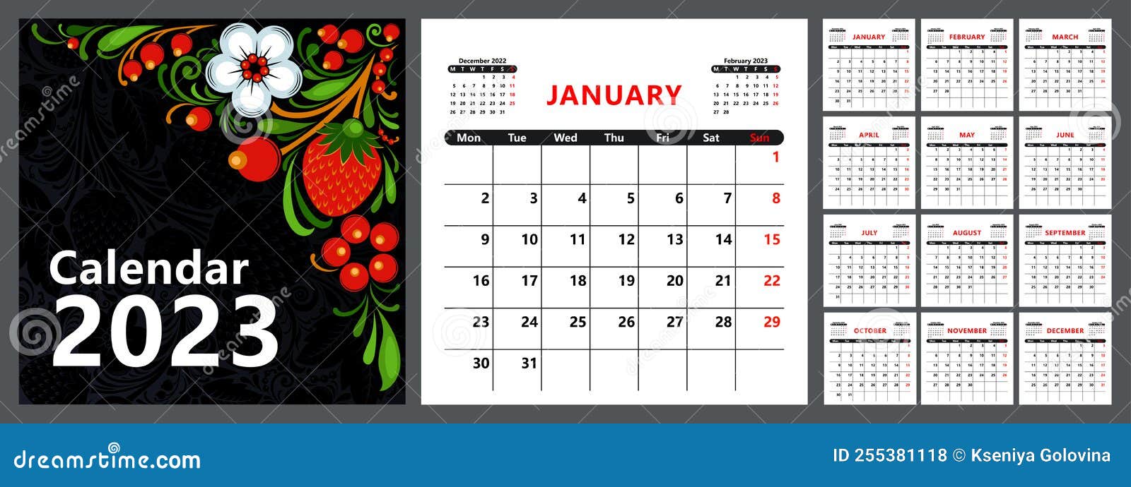 Planner-calendar for 2023 with a Cover in the Style of Russian ...