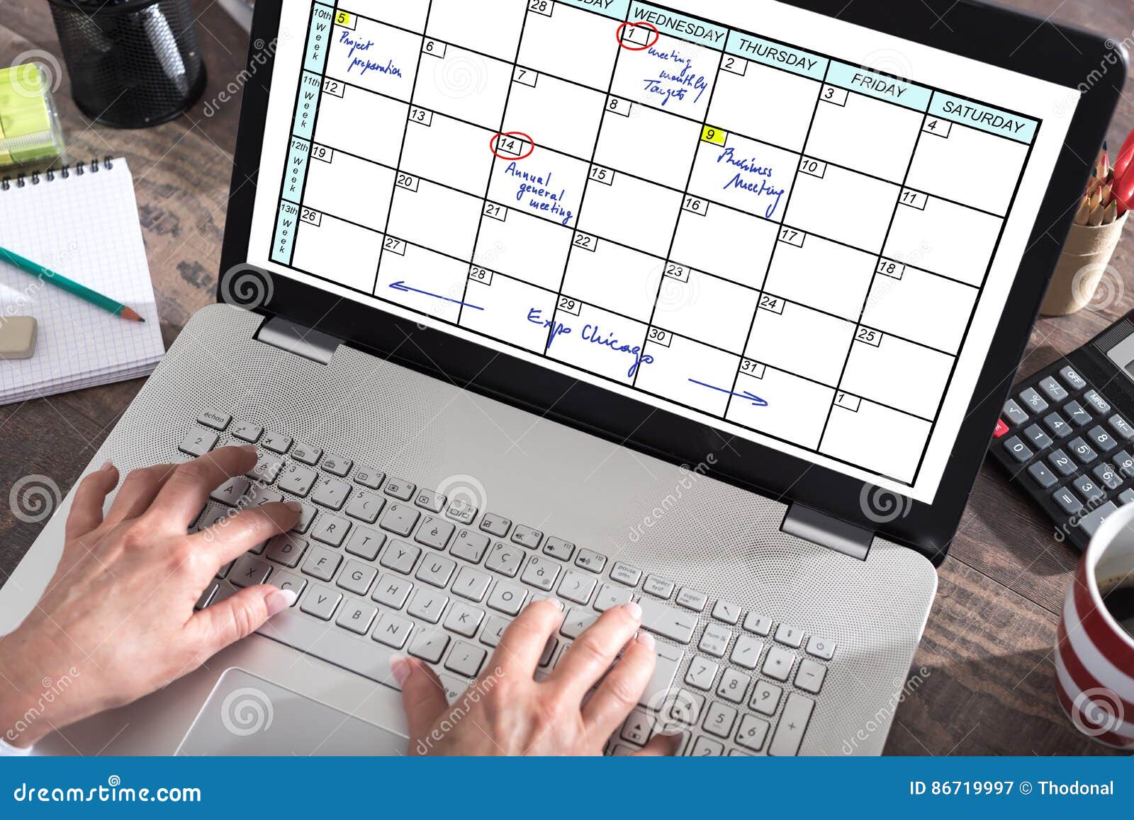 Planner Concept on a Laptop Screen Stock Image - Image of typing ...