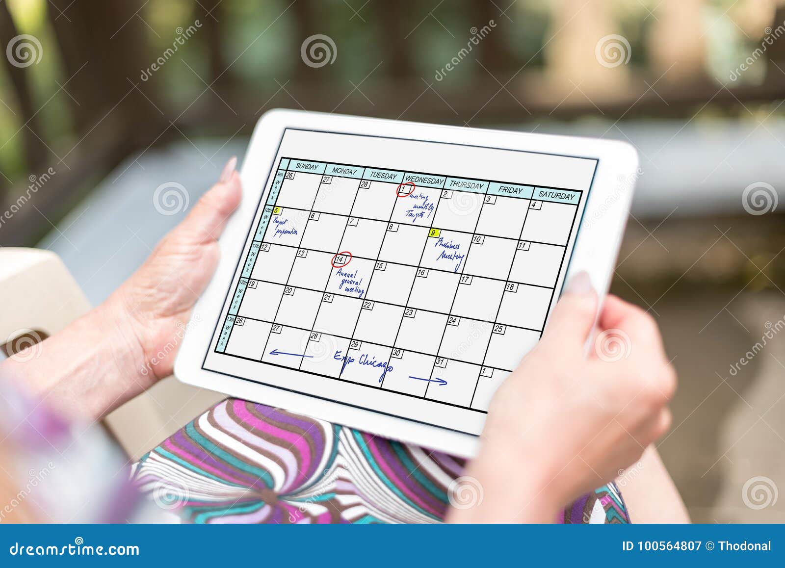 Planner Concept on a Tablet Stock Image - Image of hand, plan: 100564807