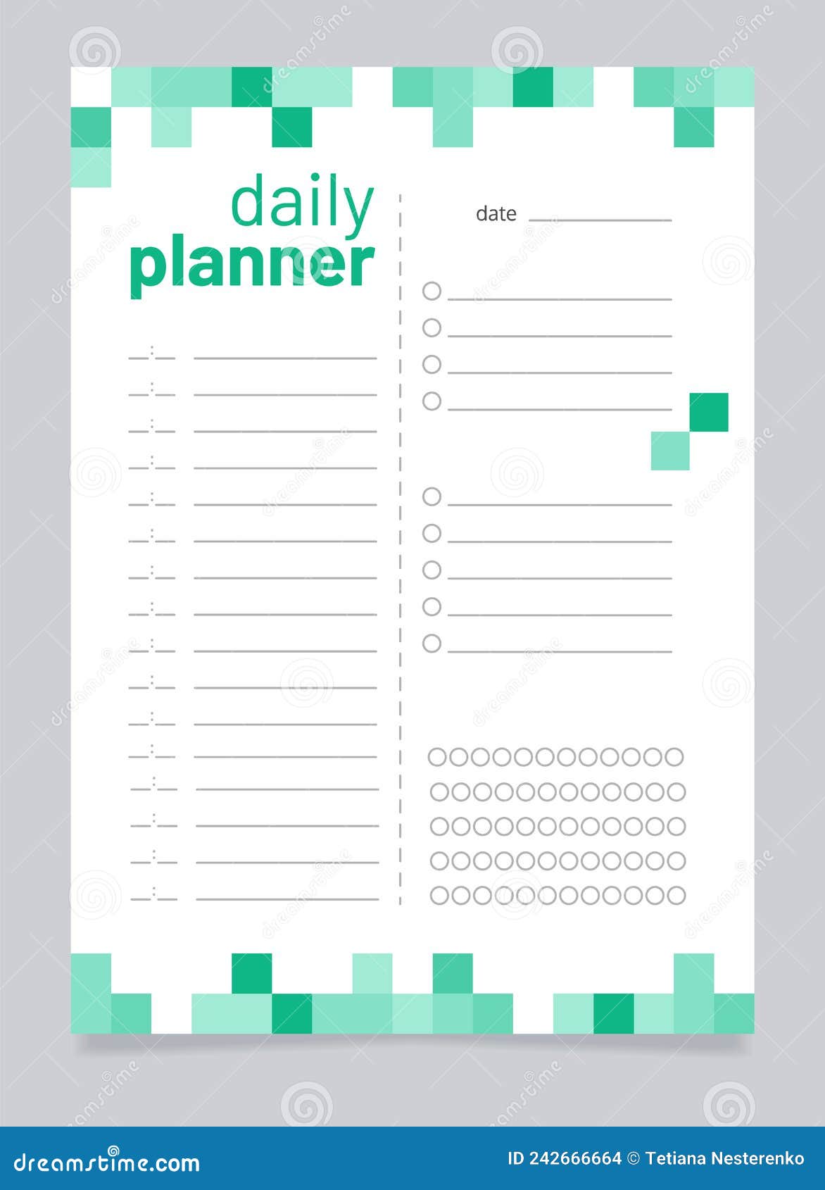 Planner for Day Worksheet Design Template Stock Vector - Illustration ...