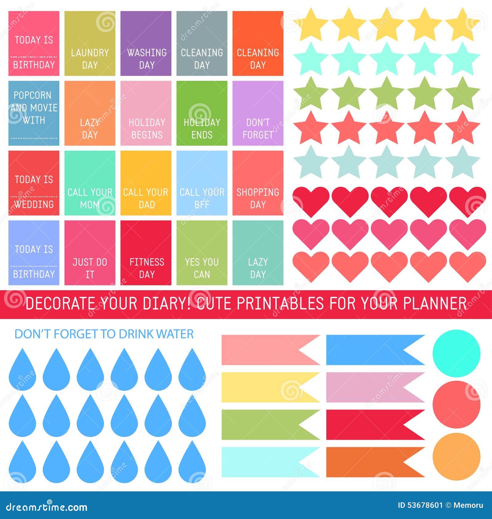 Planner decoration kit. stock illustration. Illustration of check ...