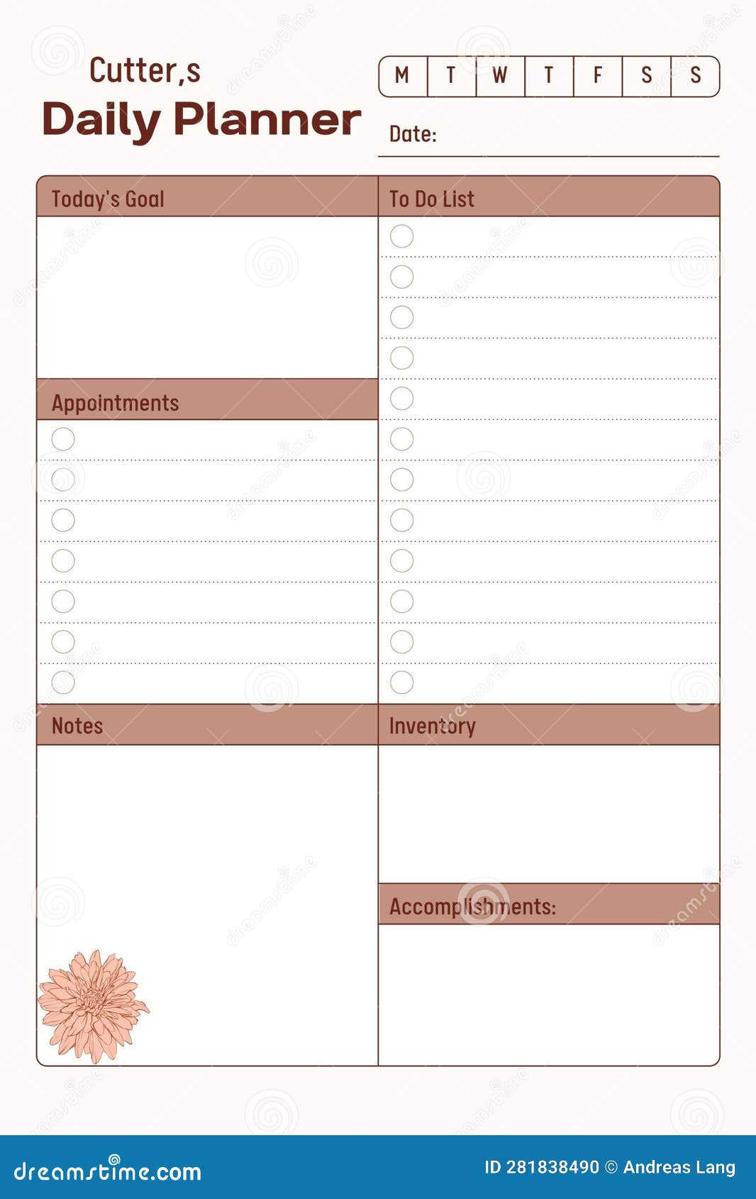 Planner Digital Printable Blank Template Insert Stock Illustration ...