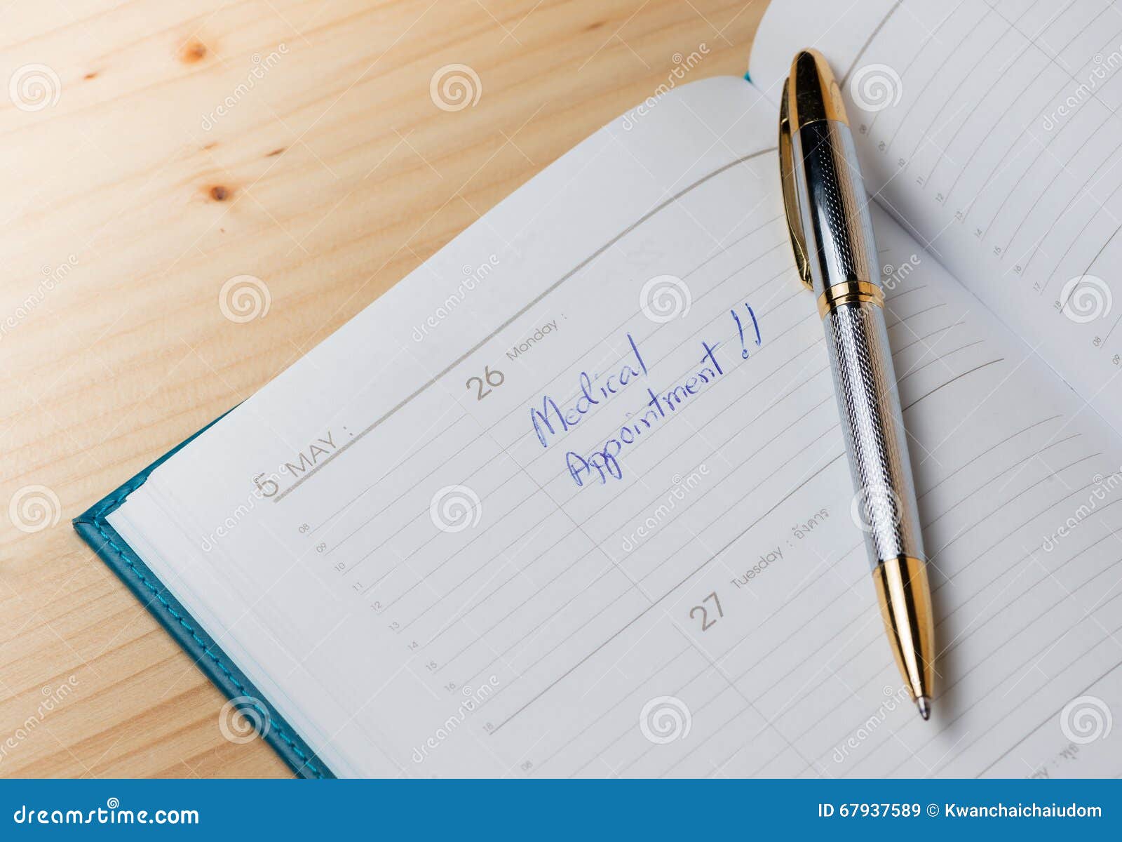 Daily Planner with the Entry Medical Appointment Stock Image - Image of ...