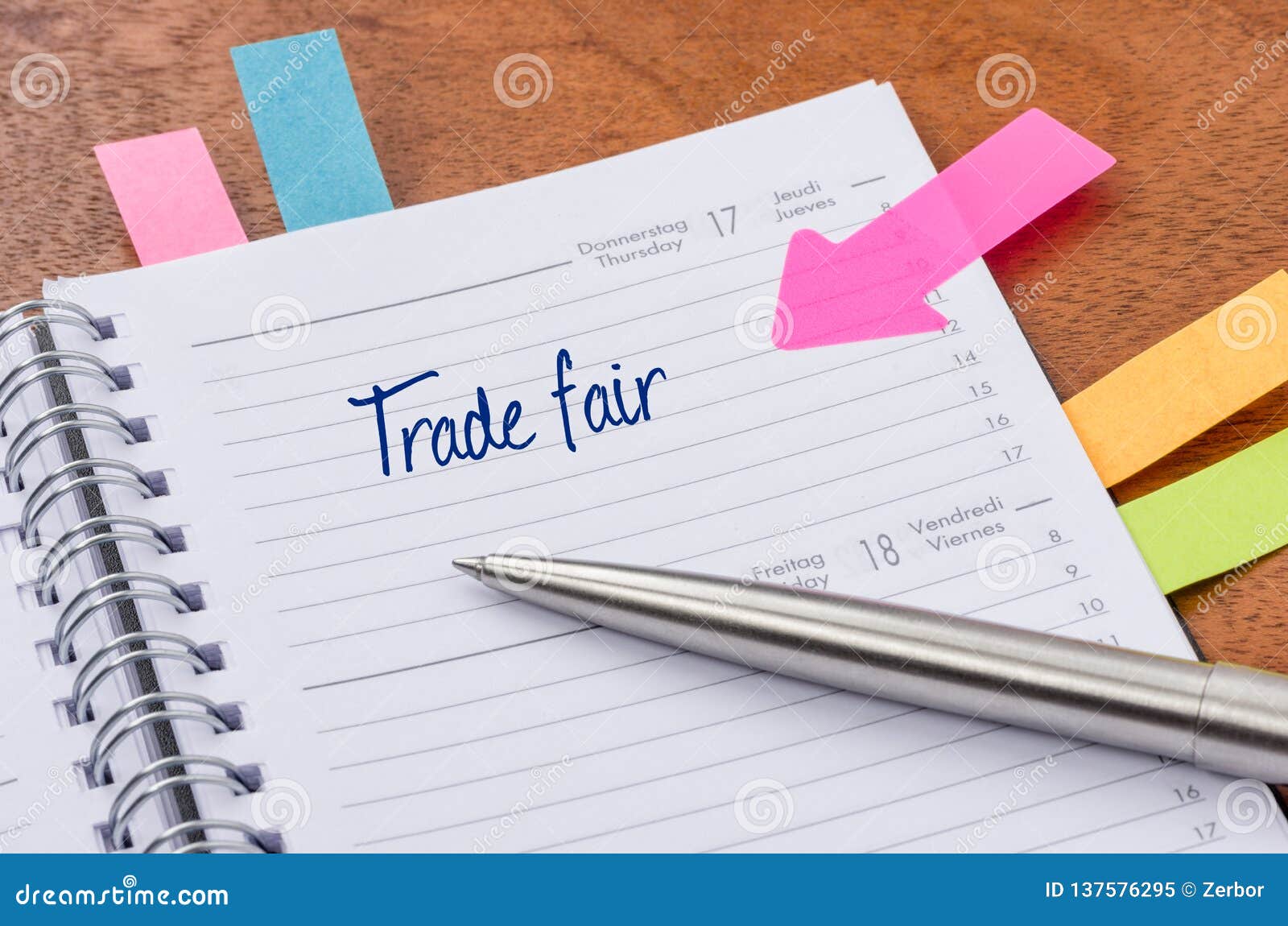 Daily Planner with the Entry Trade Fair Stock Image - Image of industry ...