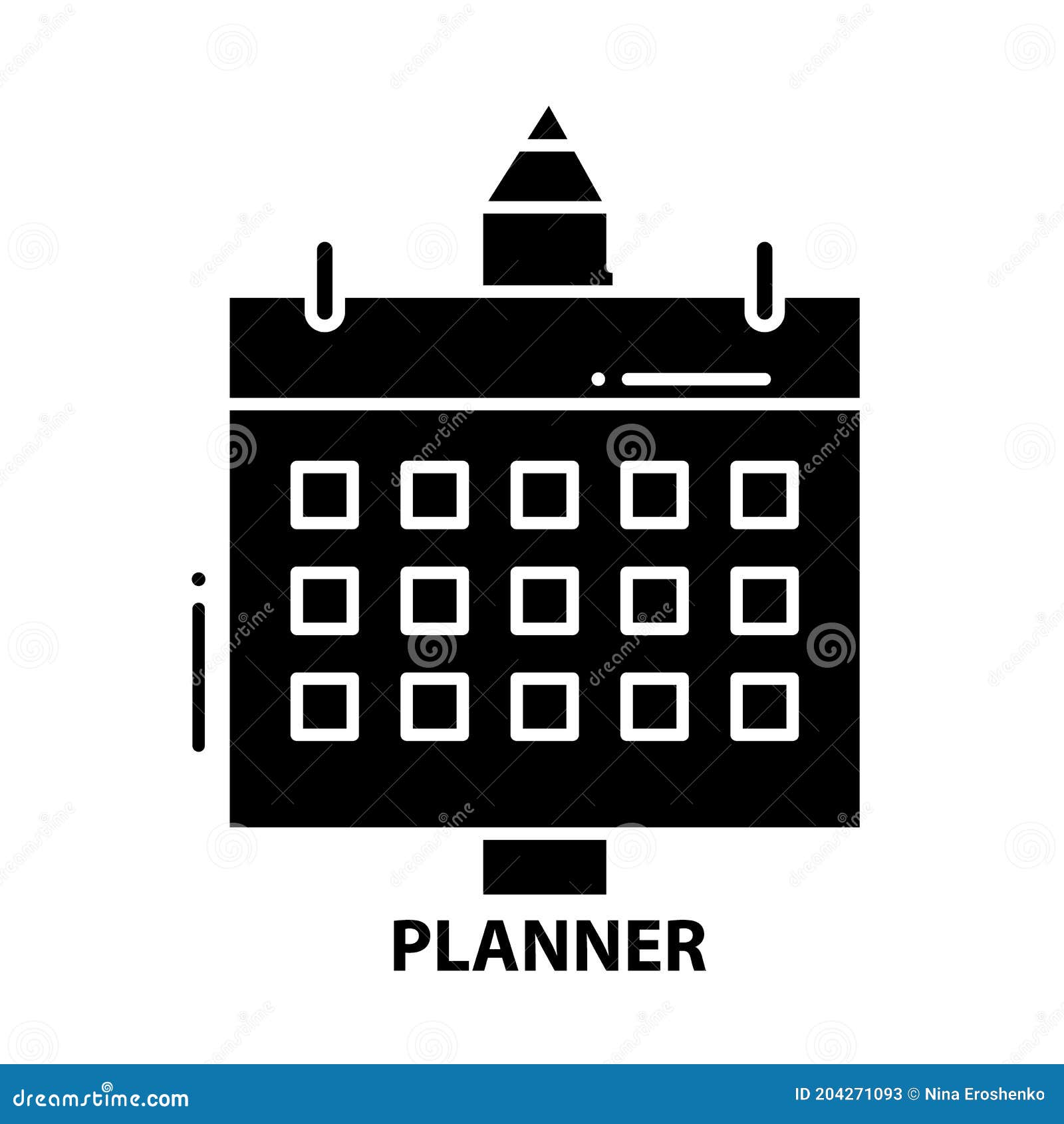 Planner Icon, Black Vector Sign with Editable Strokes, Concept ...
