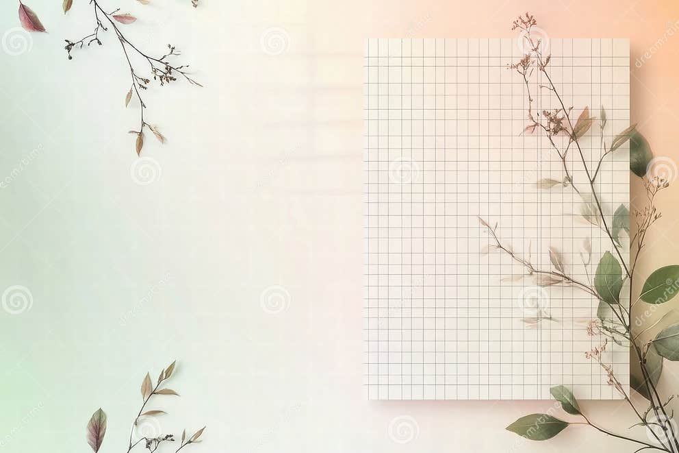 Elegant Minimalist Planner Layout with Subtle Grid Lines and Botanical ...