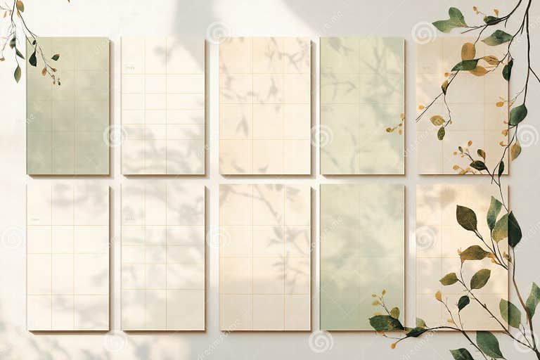Minimalist Planner Layout Mock Up with Subtle Grid Lines and Floral ...
