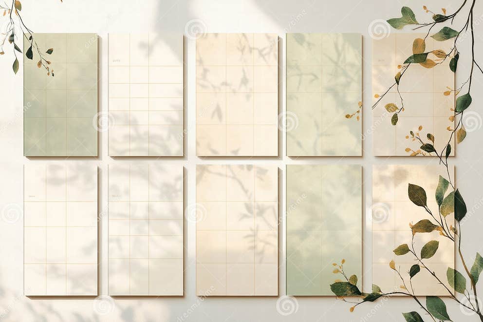 Minimalist Planner Layout Mock Up with Subtle Grid Lines and Floral ...