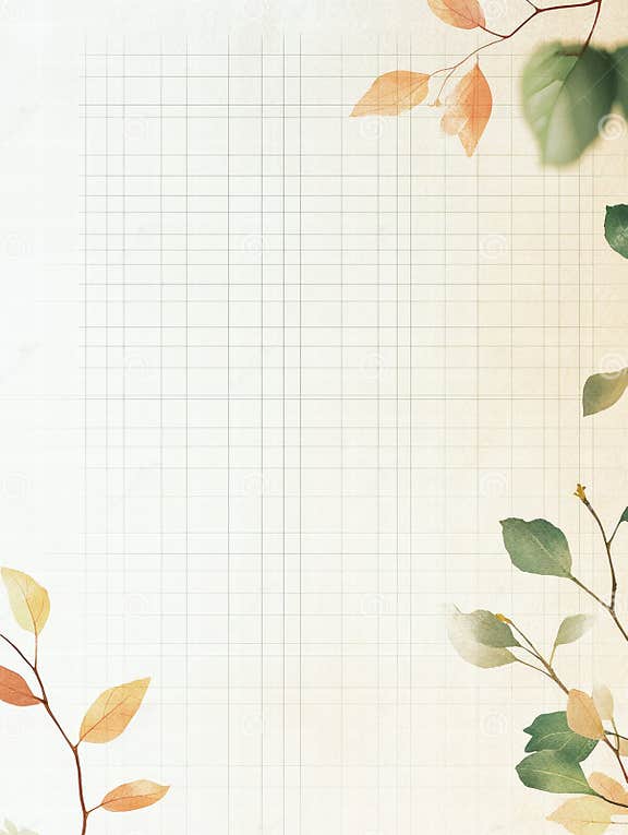 Minimalist Planner Layout Featuring Subtle Grid Lines and Botanical ...