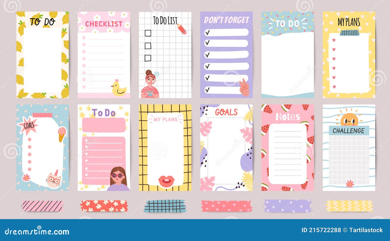 Planner List Notes. Weekly To Do Lists And Daily Schedule With Stickers ...