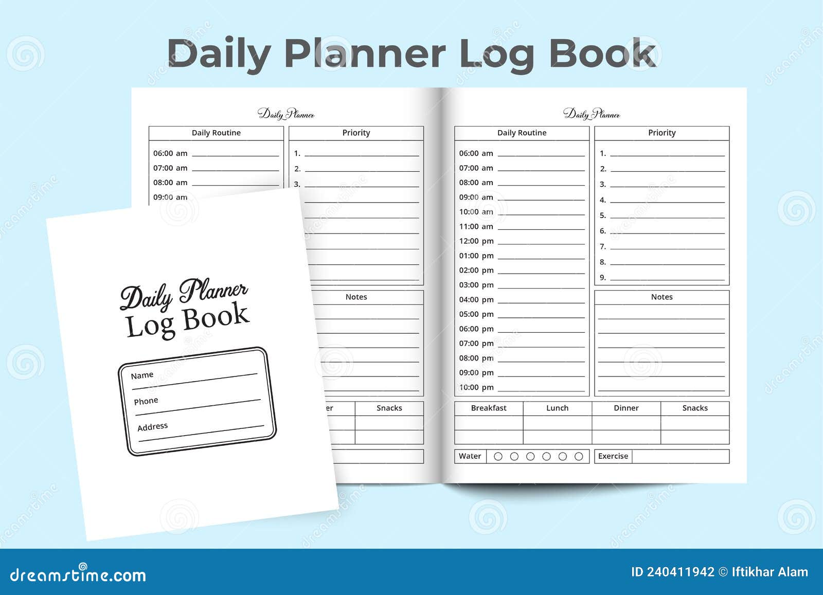 Daily Planner Log Book KDP Interior. daily Routine Planner Notebook ...
