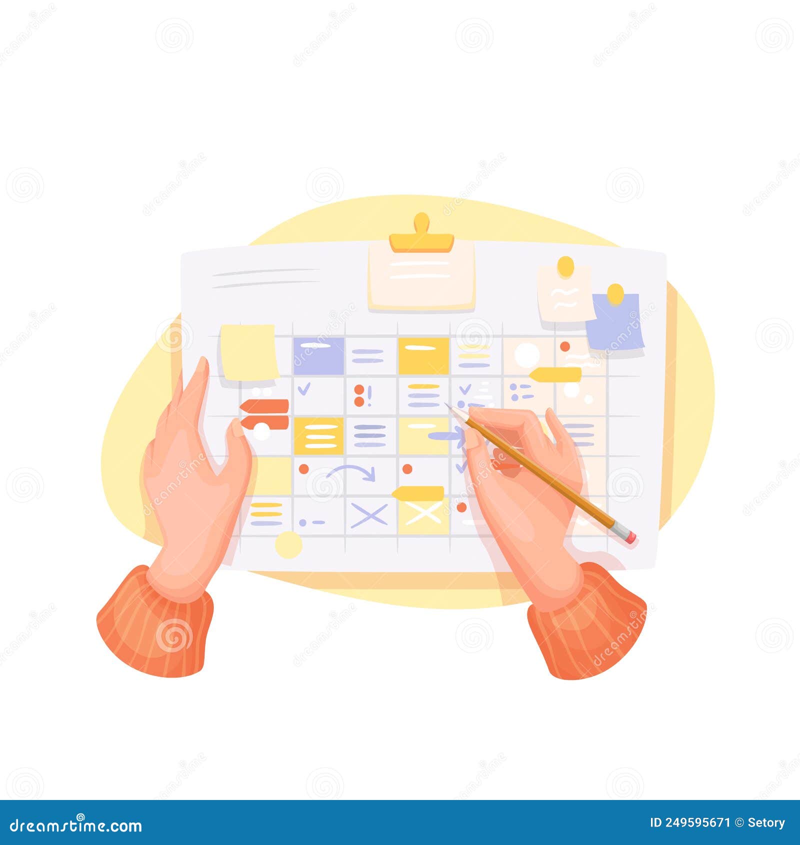 Planner Making Notes on Planning Page Stock Illustration - Illustration ...