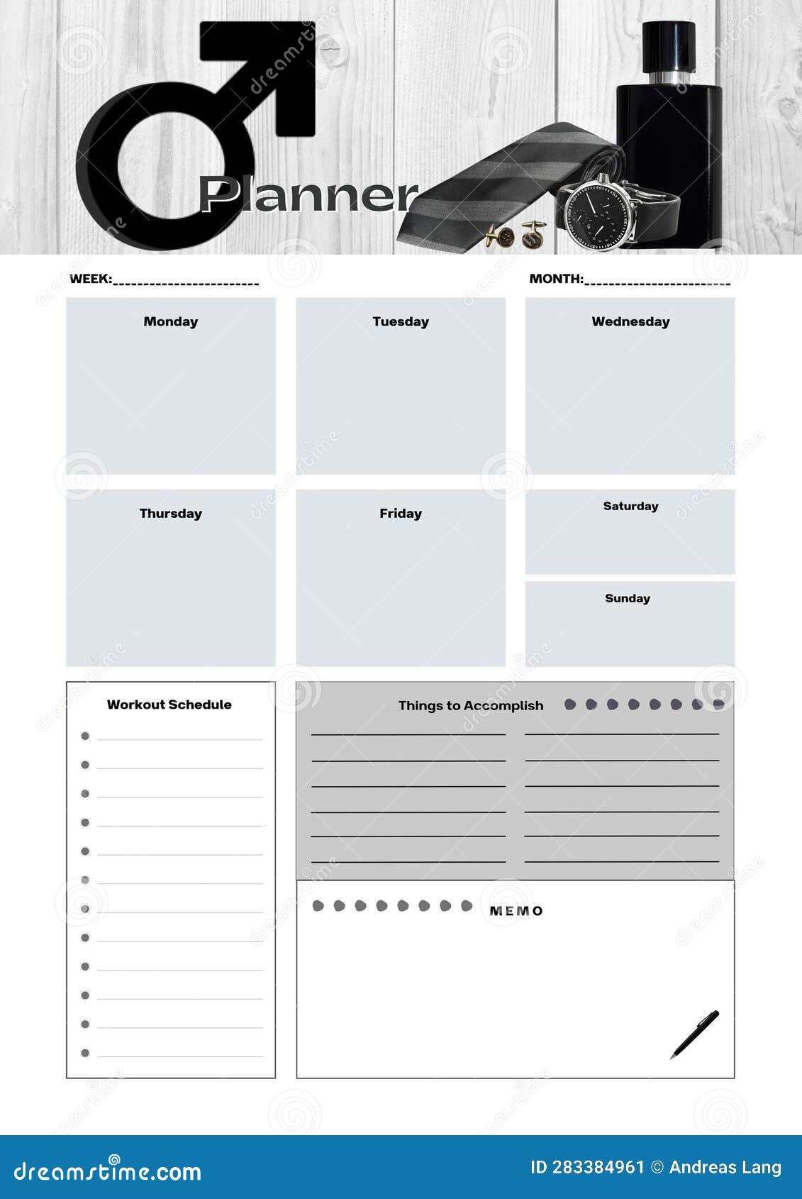 Planner for Man Digital Planning Insert Sheet Printable Page Template ...