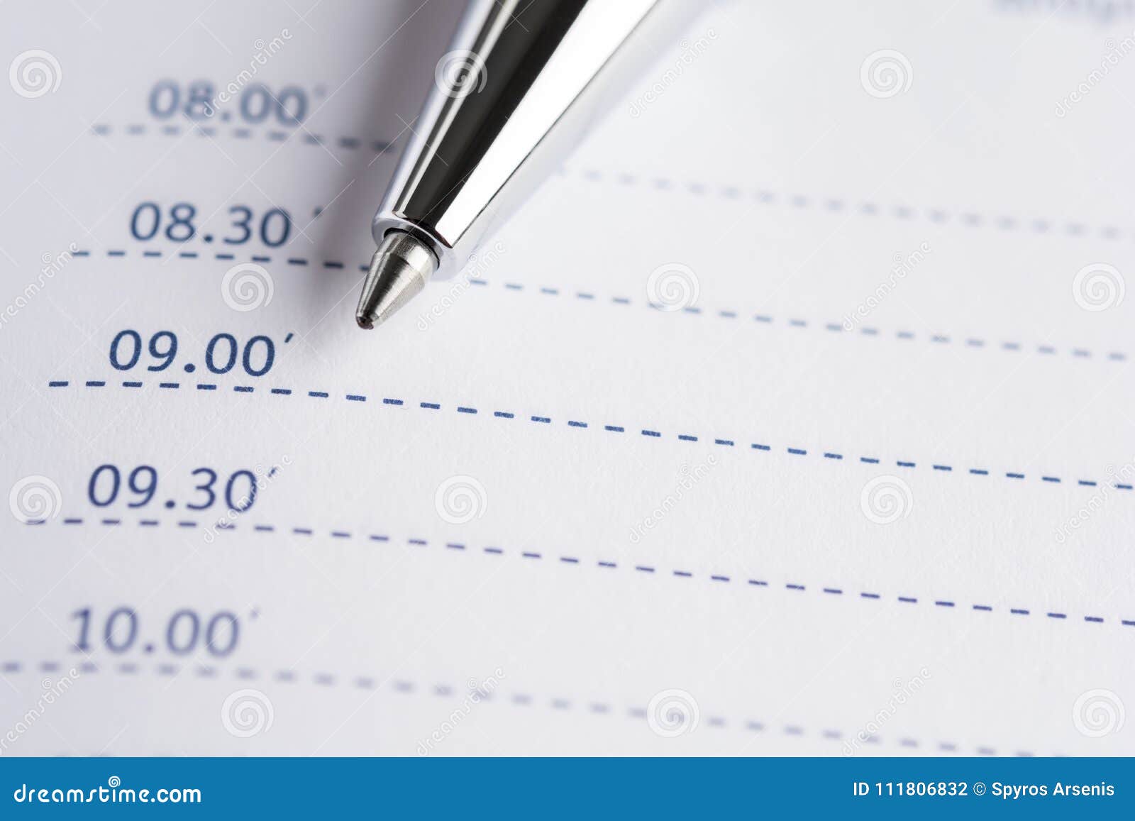 Daily Planner with a Metal Ballpoint Pen Stock Photo - Image of lines ...