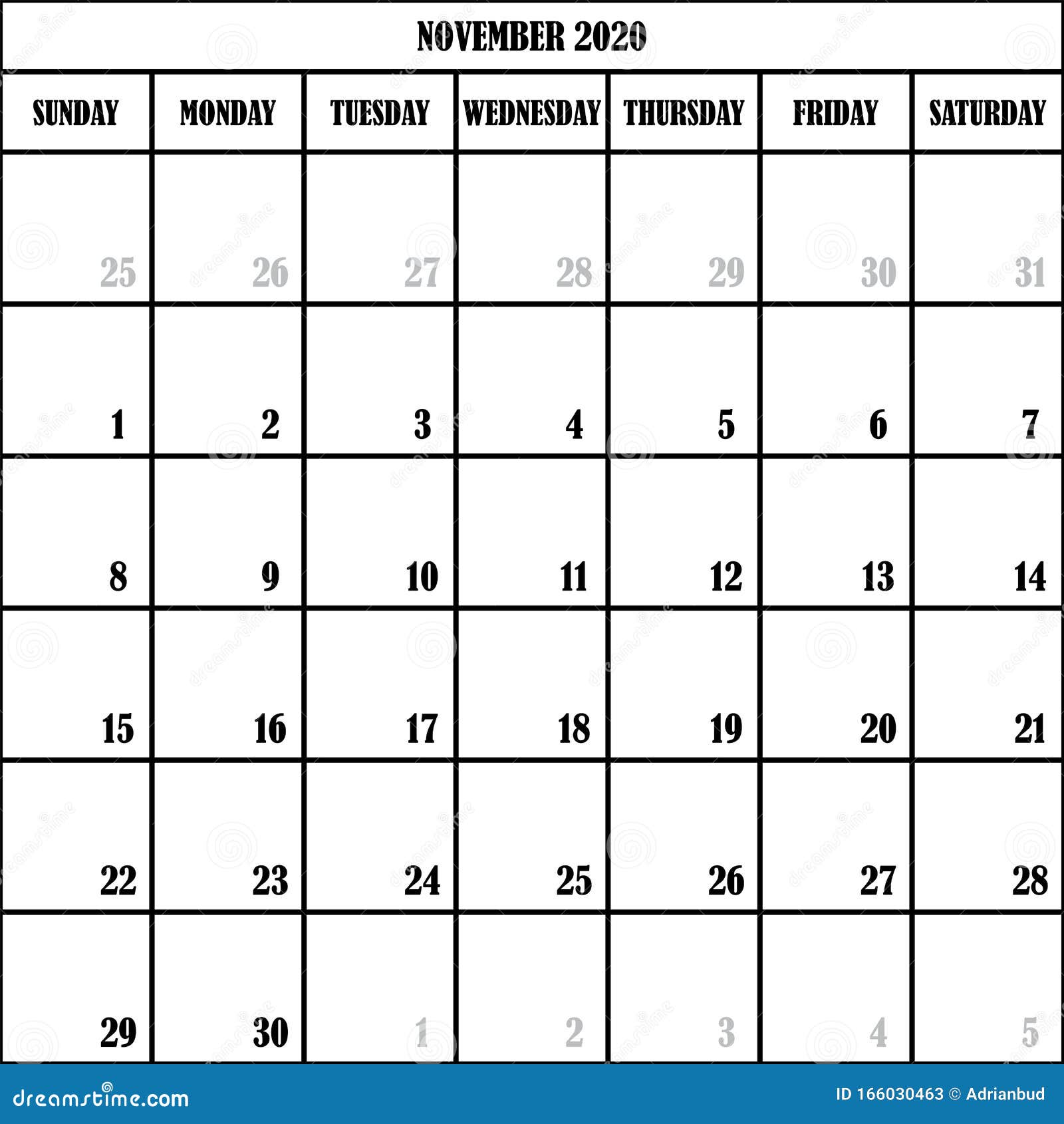 NOVEMBER 2020 Template, Desk Calendar 2020, Trendy Background, Vector ...