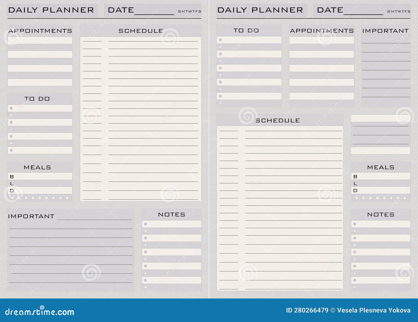 Daily Planner Pages Templates. Organizer Page, Weekly and daily Control ...