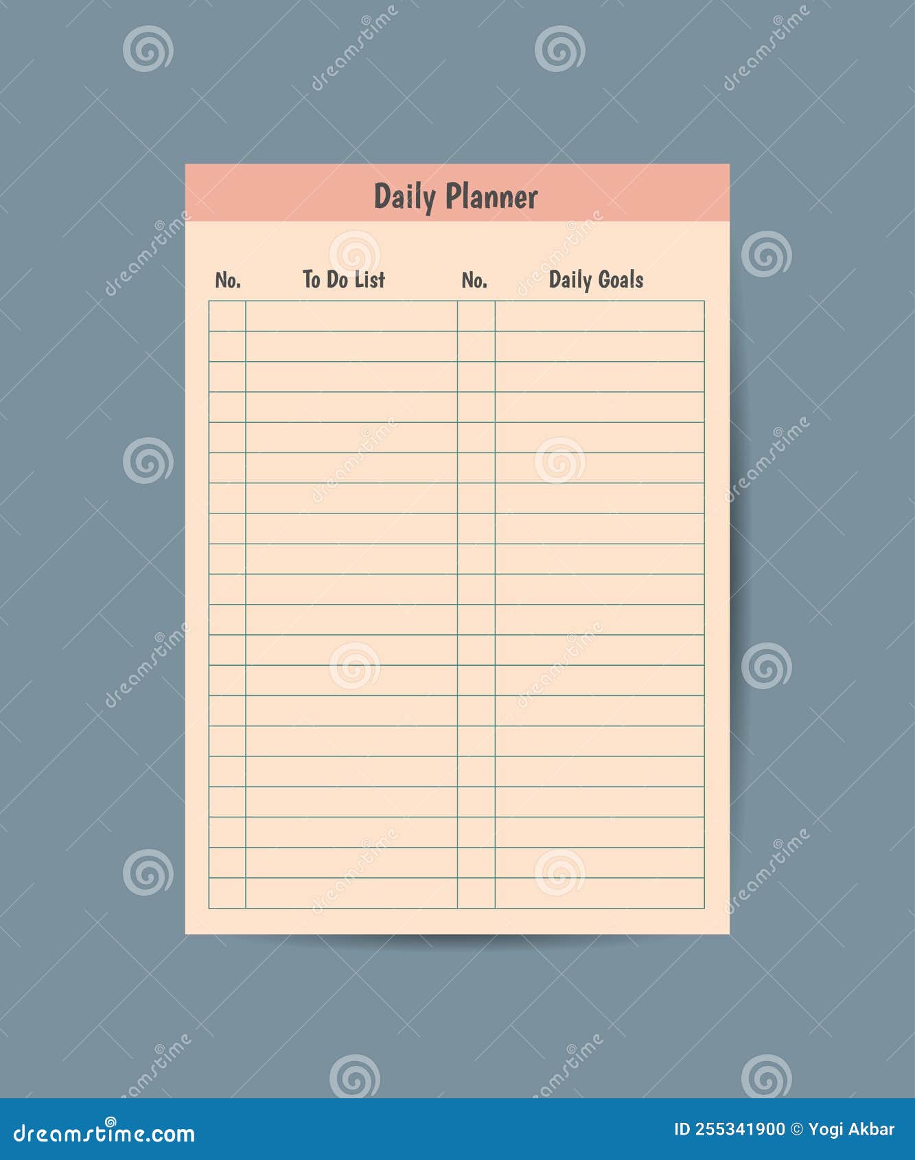 Daily Planner Printable Template Vector. Blank White Notebook Page ...