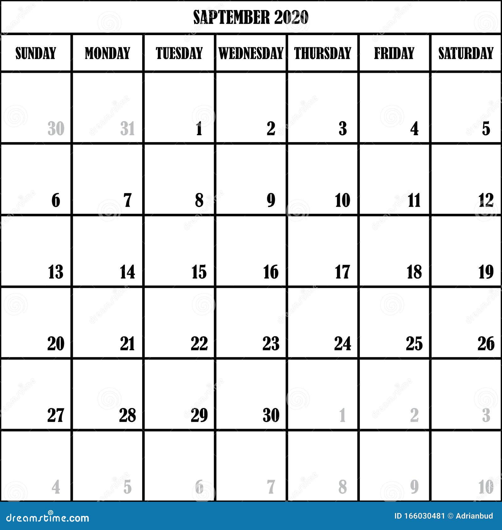 PLANNER SEPTEMBER 2020 on TRANSPARENT BACKGROUND Stock Vector ...