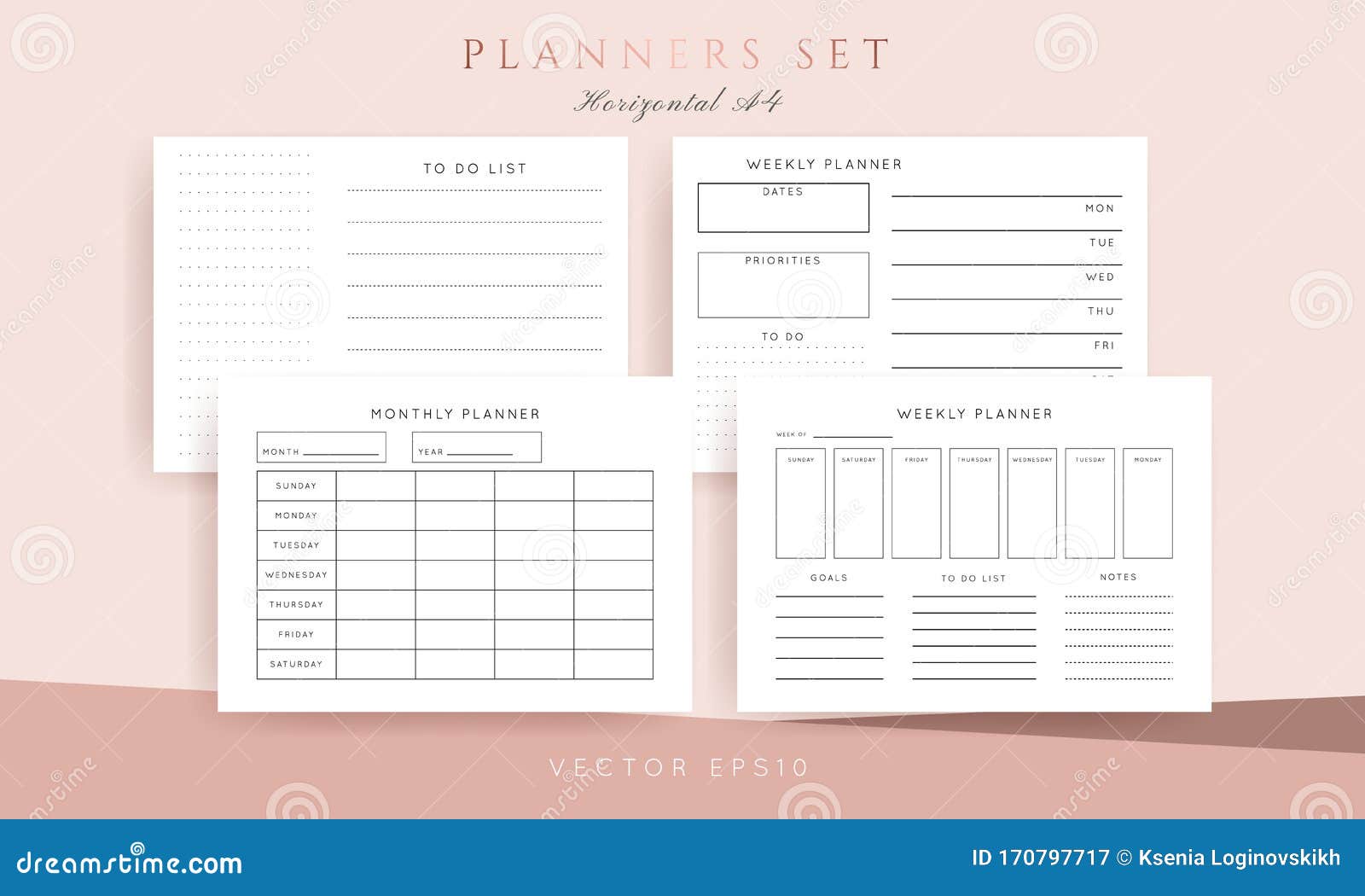 Planner sheet vector stock illustration. Illustration of page - 170797717