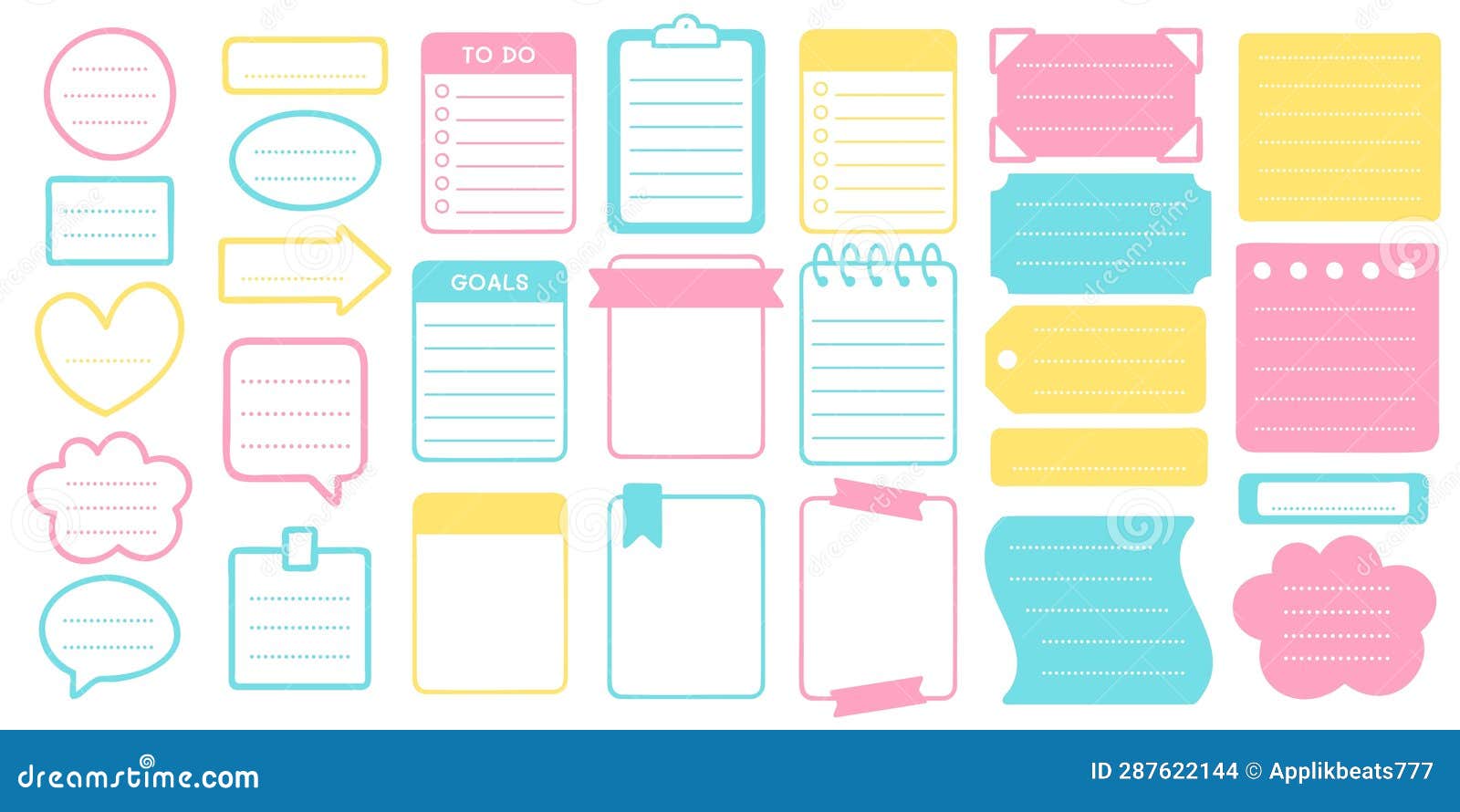 Planner Stickers and Frames Set. Sticker Planner Template Stock Vector ...