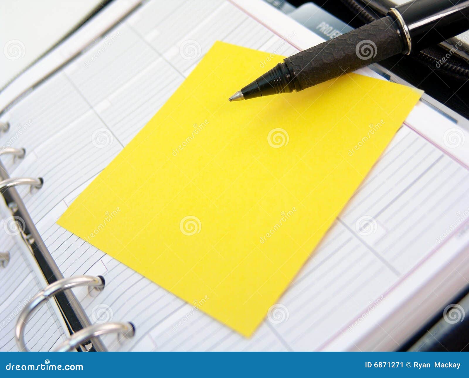 Planner, Sticky Note and Pen Stock Image - Image of office, plan: 6871271