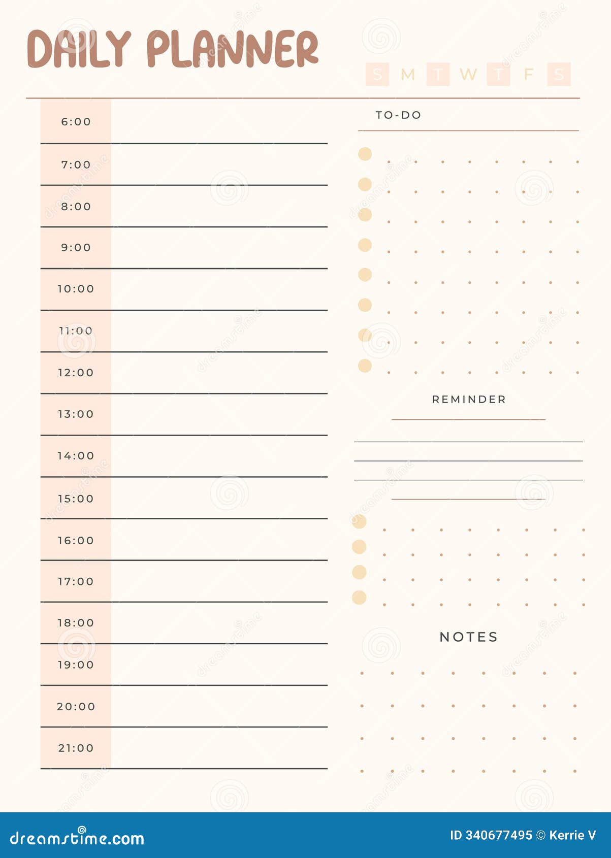 Daily Planner Template for Focused and Organized Task Management Stock ...