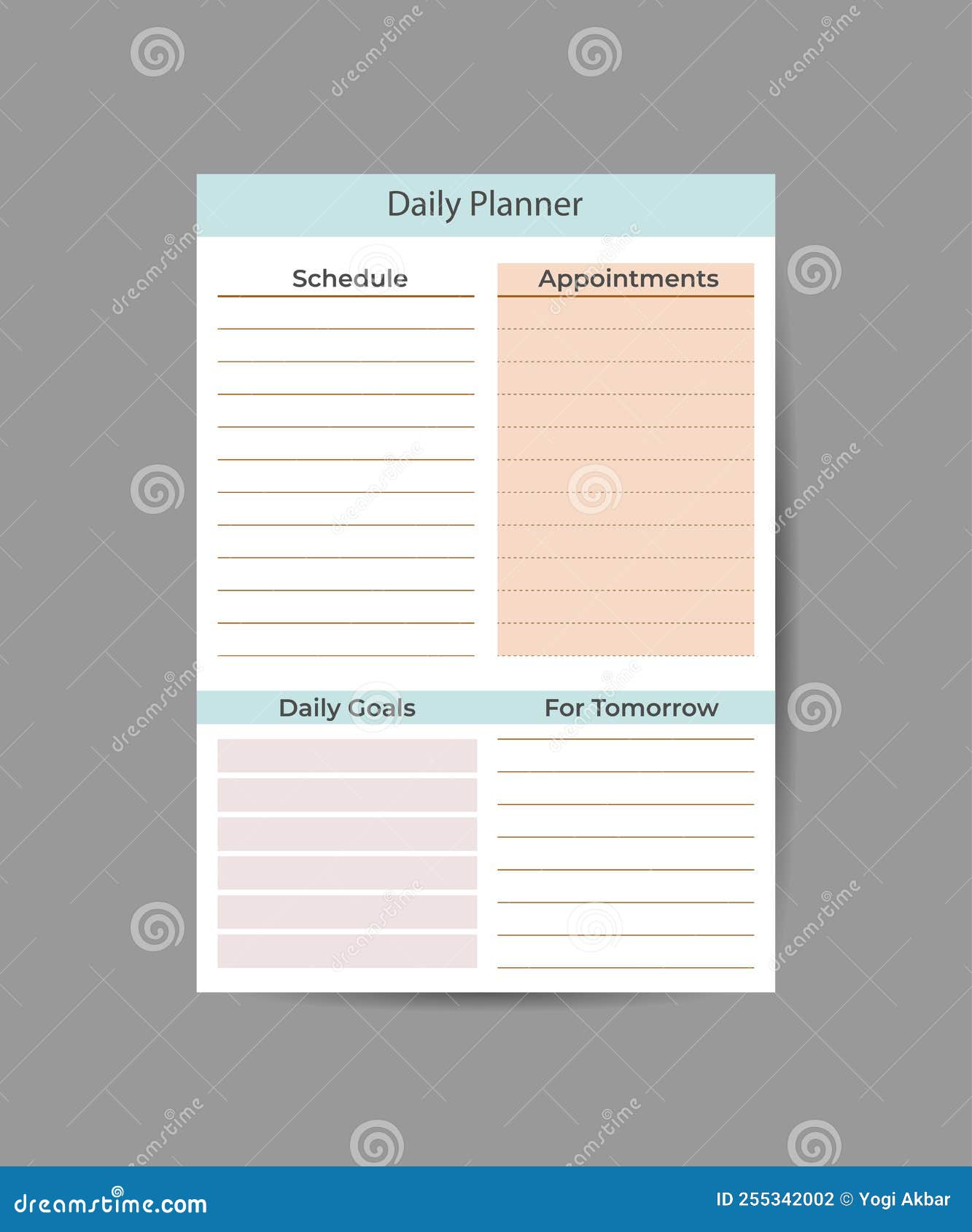 Daily Planner Template Organizer and Schedule for Notes Goals and To Do ...