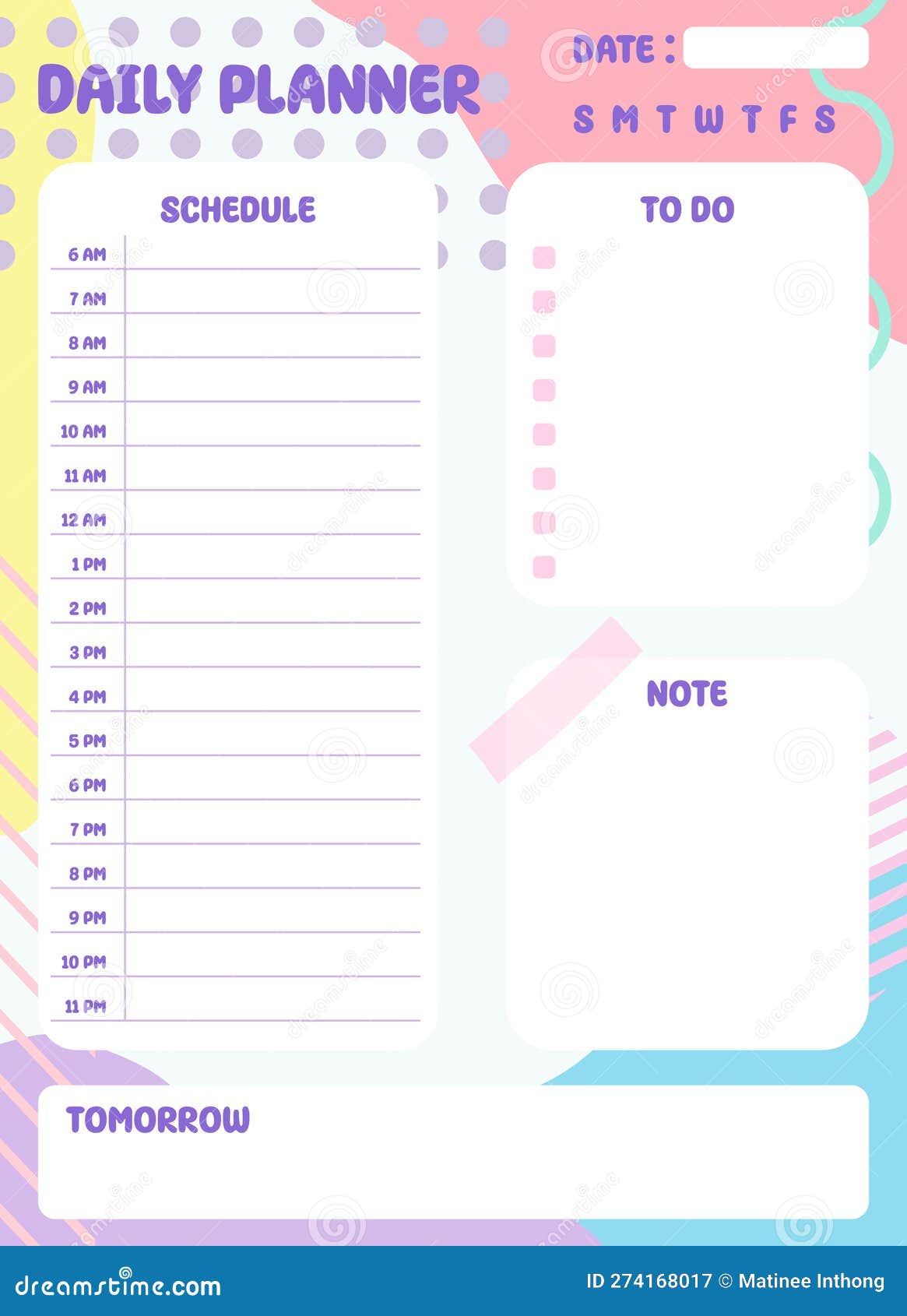 Daily Planner Template, Study Planner with Schedule, To Do List, Note ...