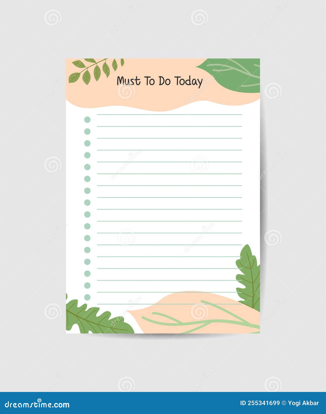 Daily Planner To Do List Notes with Natural Leaves Background Stock ...