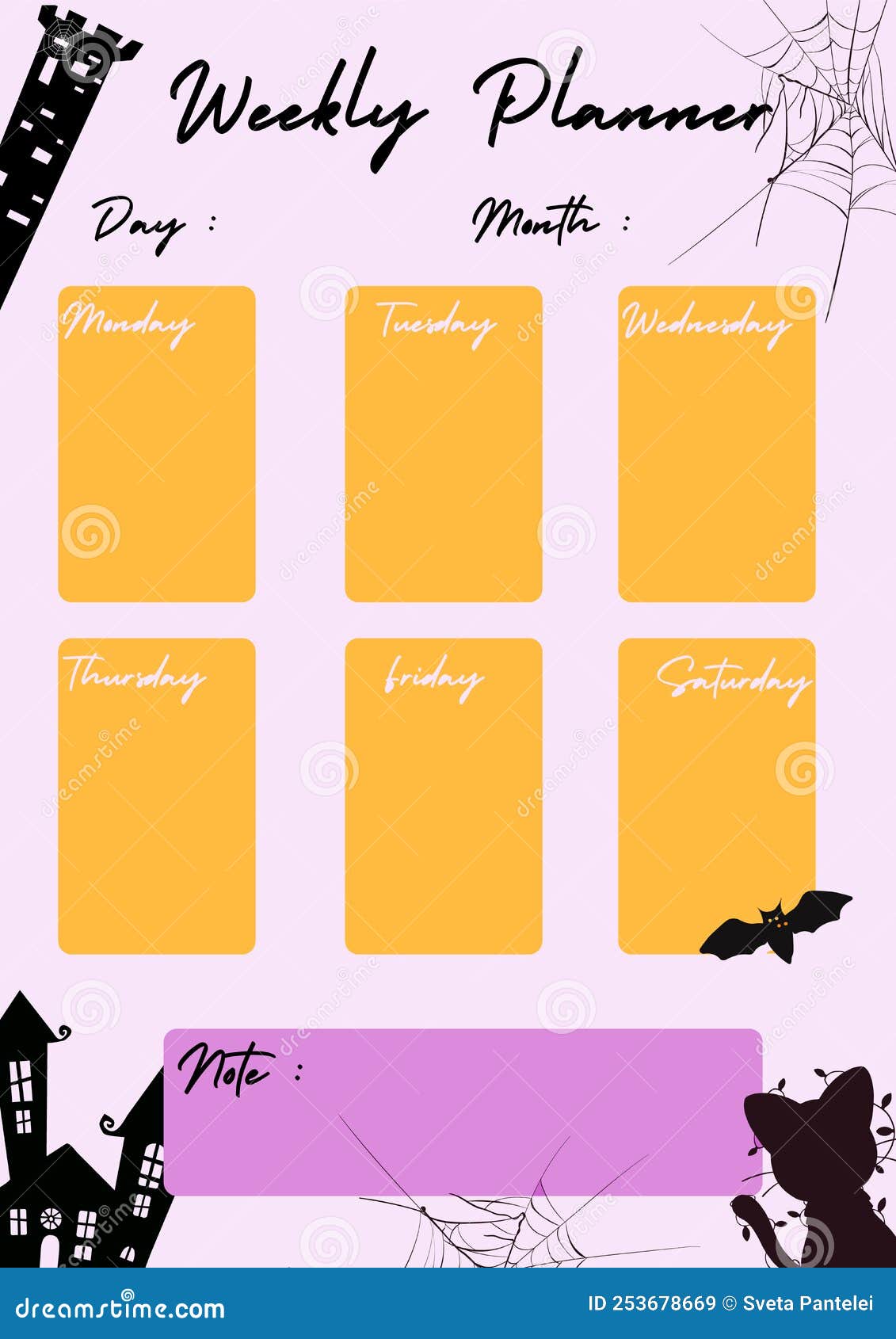 Planner for the Week of Halloween. Stock Vector - Illustration of ...