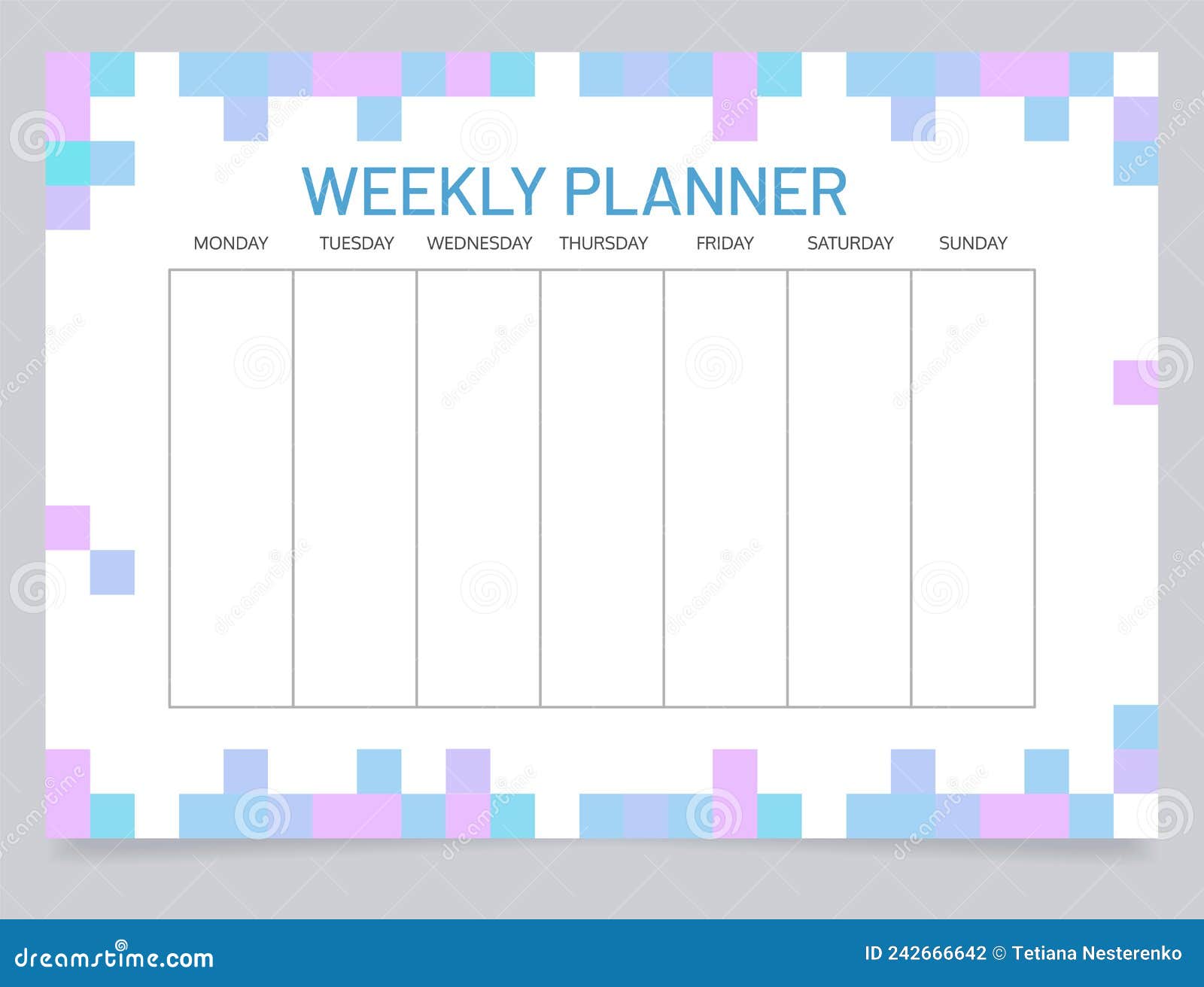 Planner for Week Worksheet Design Template Stock Vector - Illustration ...